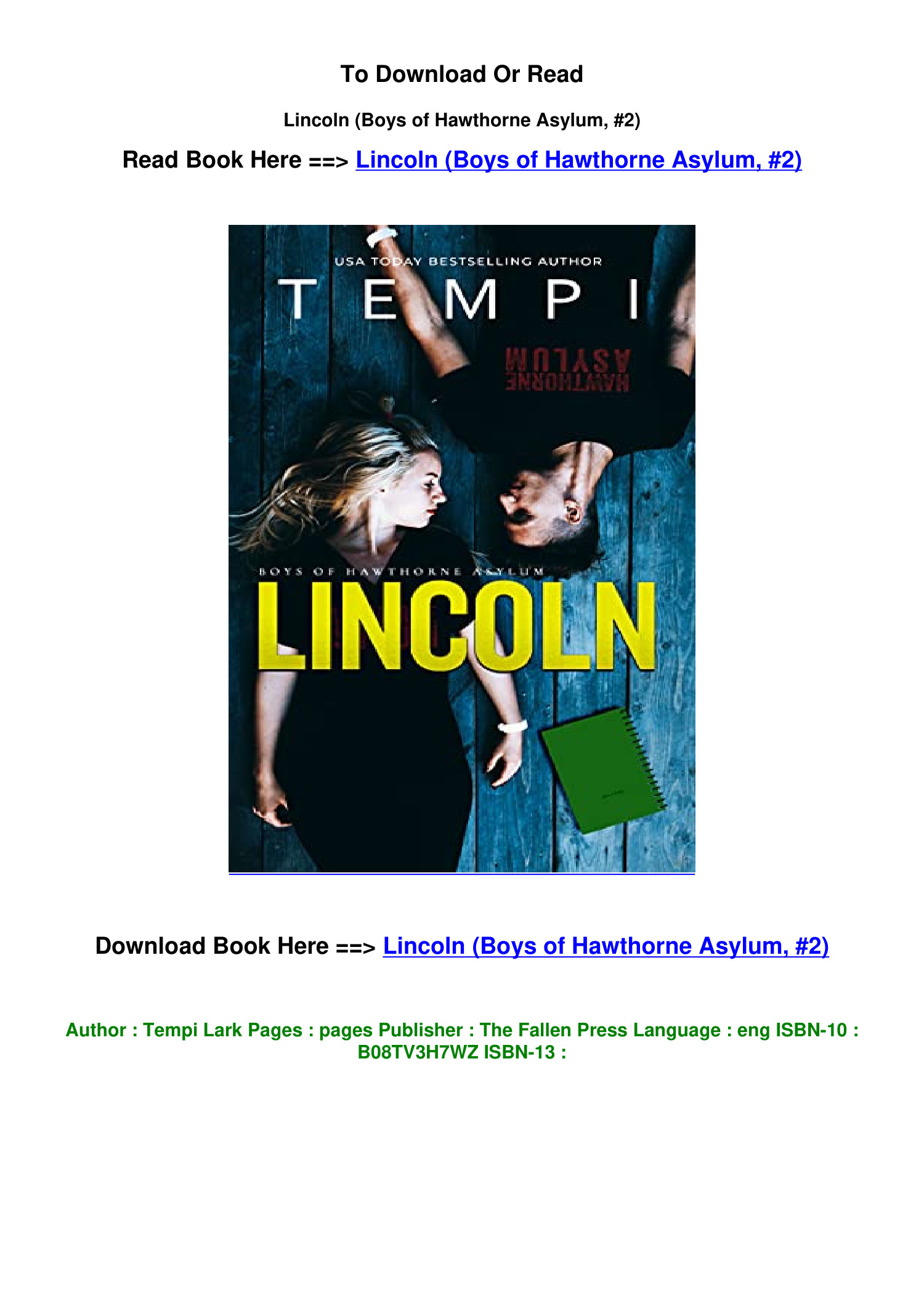 download EPub Lincoln Boys of Hawthorne Asylum 2 By Tempi Lark.pdf | DocDroid