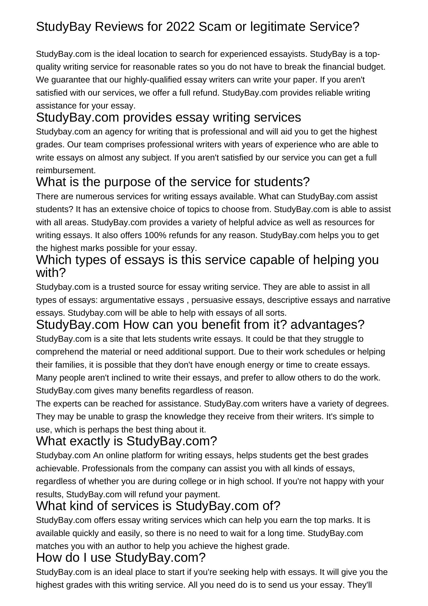 StudyBay Review for 2022 Scam or Legit Servicefneak.pdf.pdf | DocDroid