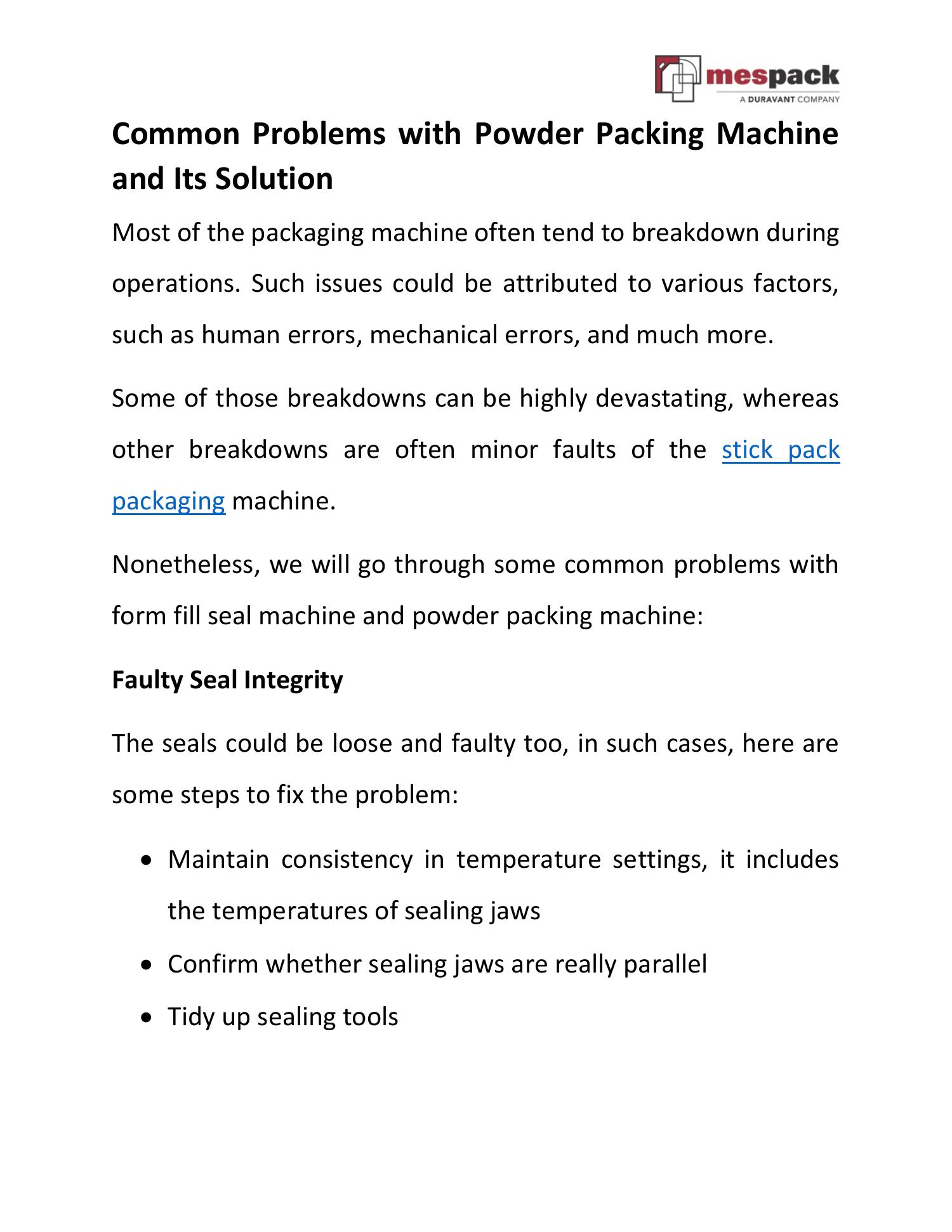 Common Problems with Powder Packing Machine and Its Solution.pdf | DocDroid