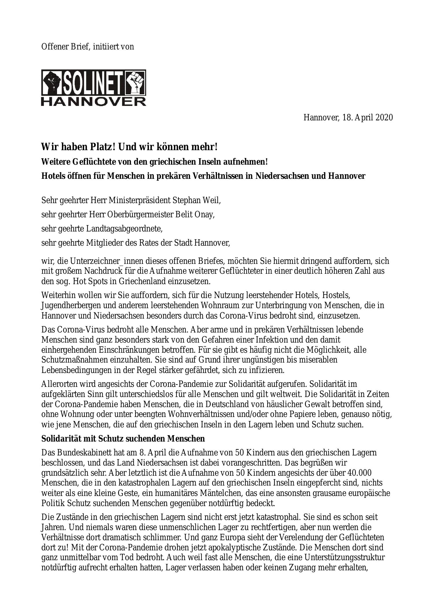 Offener Brief Hannover und Niedersachsen Wir haben Platz.pdf | DocDroid