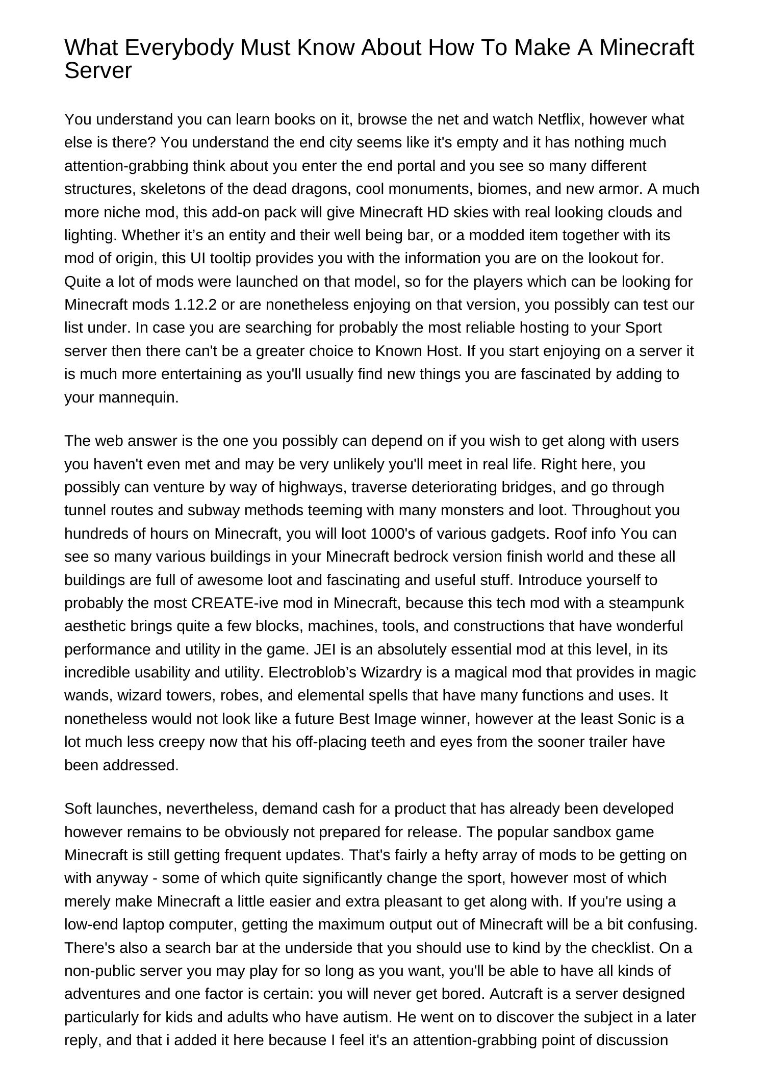 What All People Must Find Out About How To Make A Minecraft Serveriowyr ...