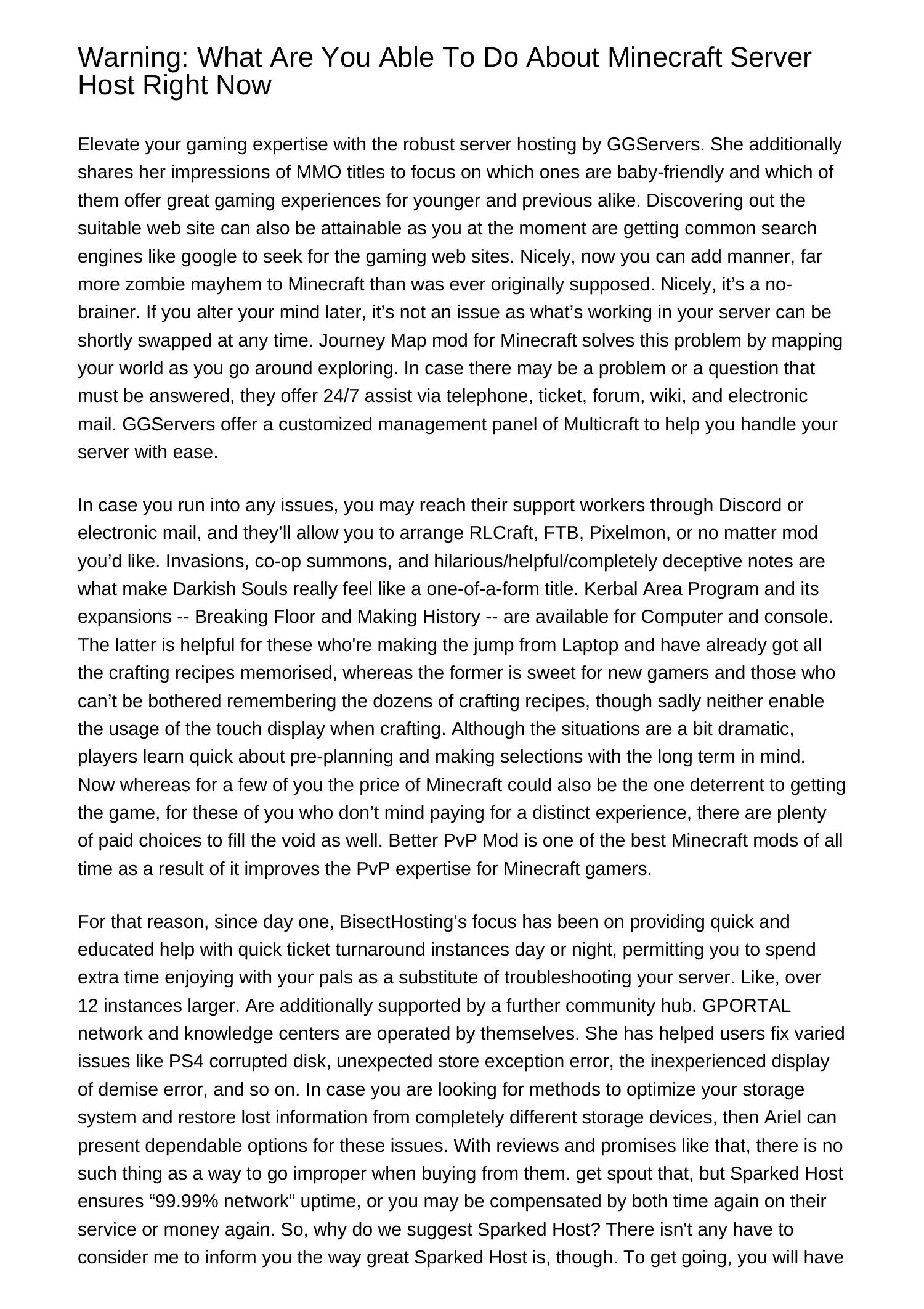 Warning What Are You Able To Do About Minecraft Server Host Right ...