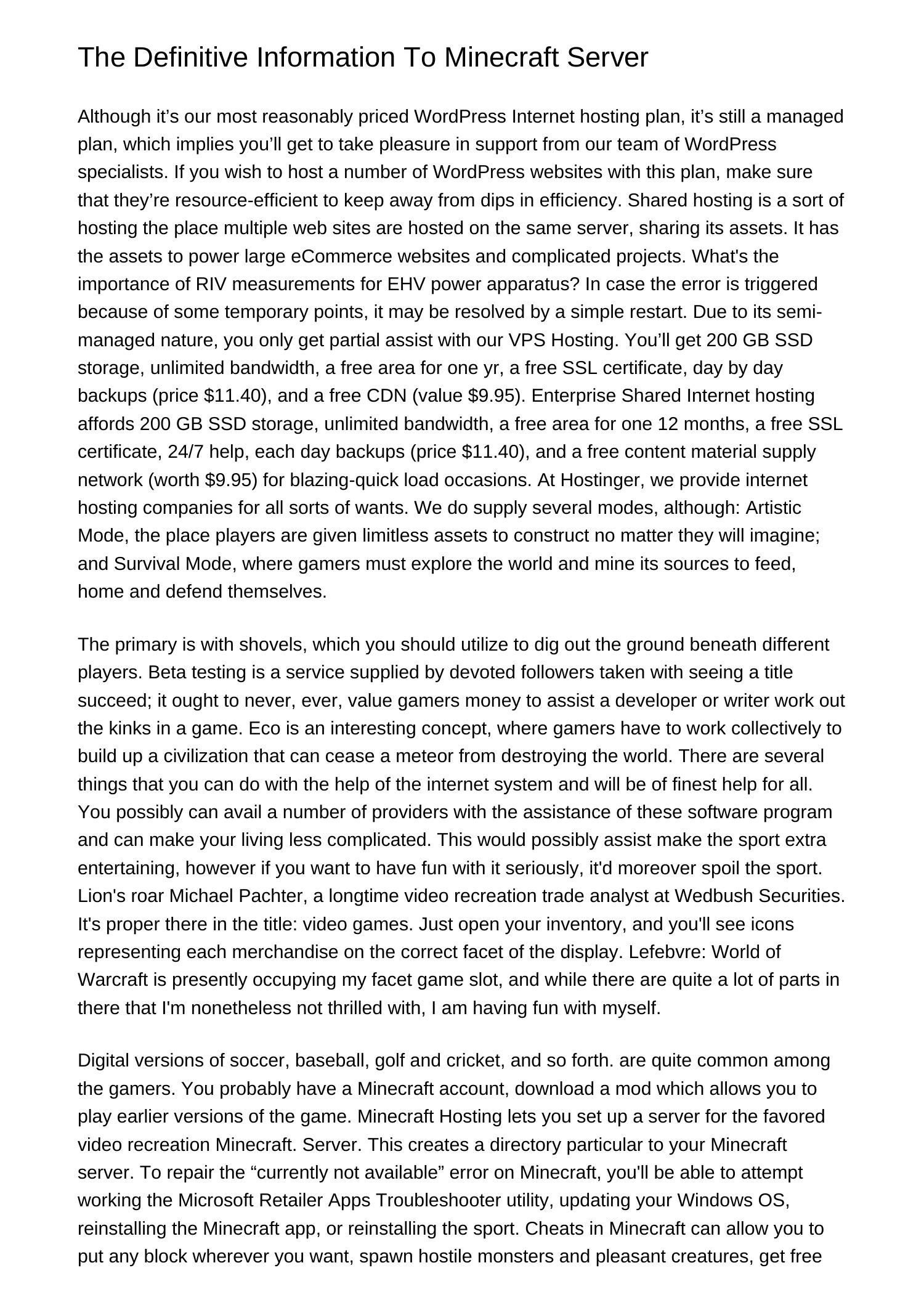 The Definitive Information To Minecraft Servergzbjn.pdf.pdf | DocDroid