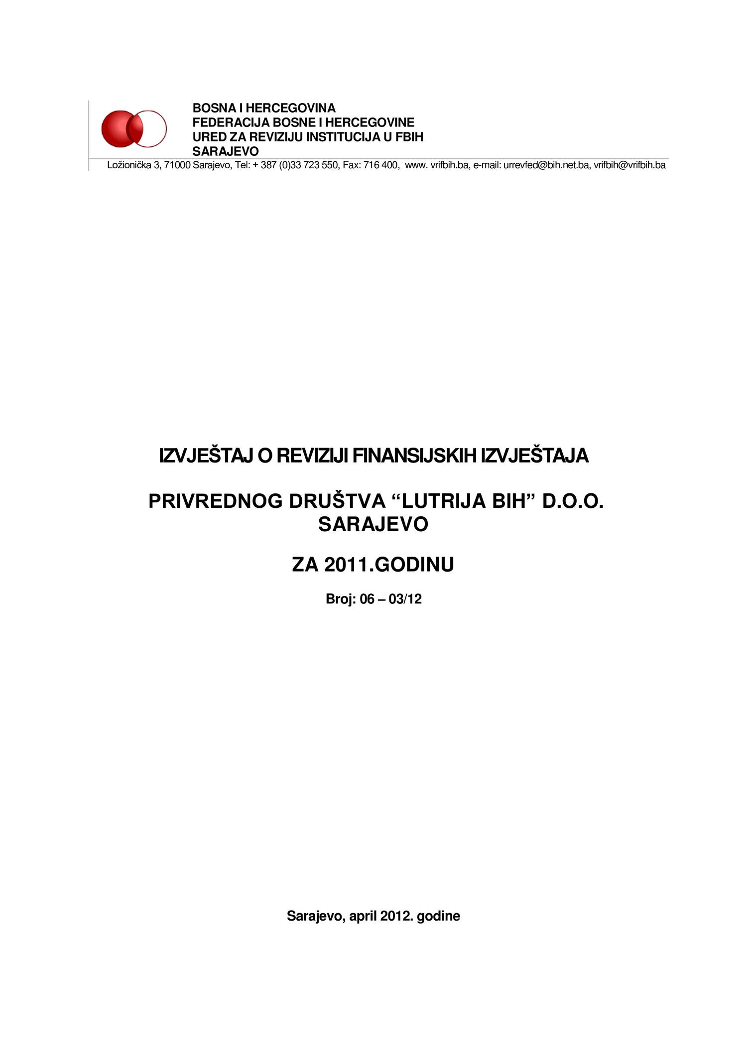 Revizija Lutrija_BiH_2011.pdf | DocDroid