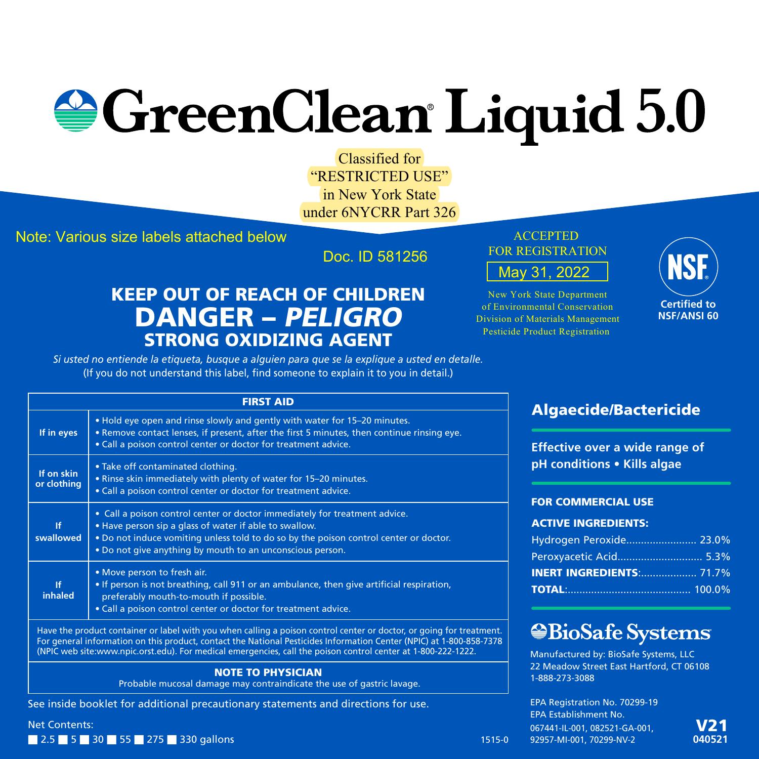 GreenClean Liquid 5.0 Primary Label May 31, 2022.pdf | DocDroid