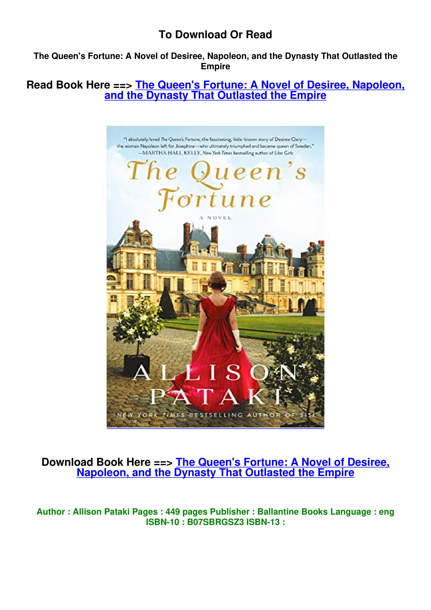 EPUB DOWNLOAD The Queen s Fortune A Novel of Desiree Napoleon and the ...