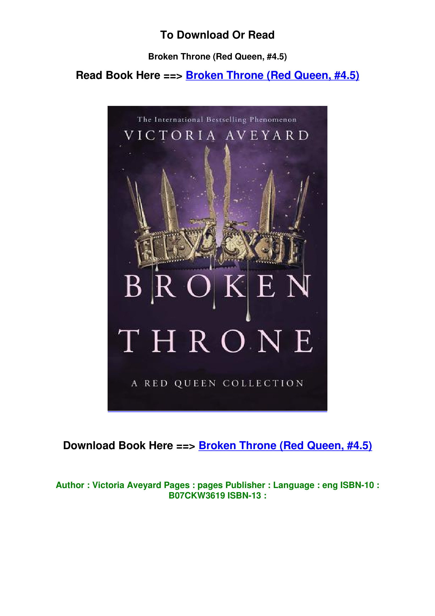 DOWNLOAD pdf Broken Throne Red Queen 4 5 BY Victoria Aveyard.pdf | DocDroid