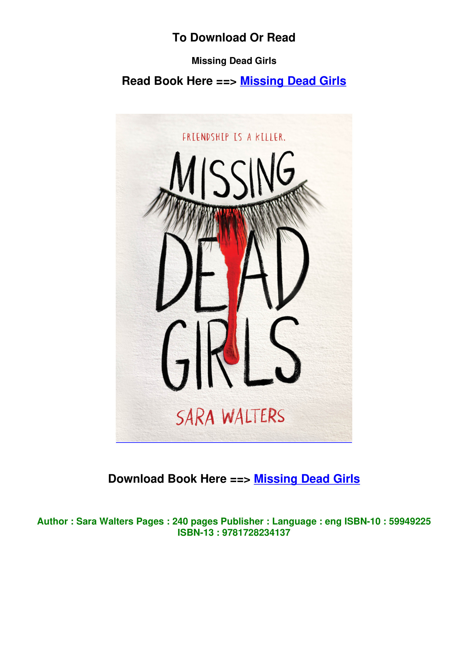 Pdf DOWNLOAD Missing Dead Girls by Sara Walters.pdf | DocDroid