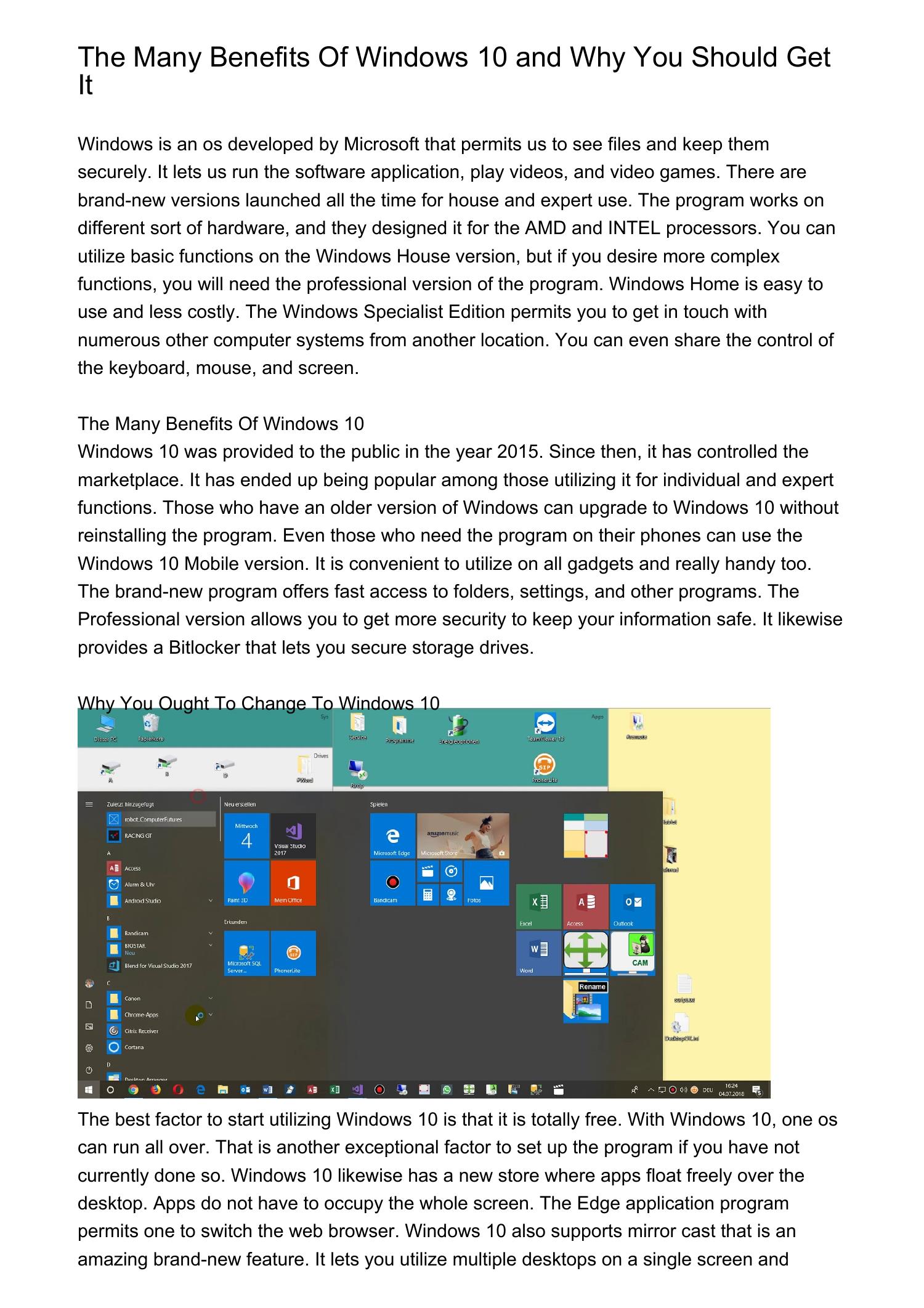 The Many Benefits Of Windows 10 and Why You Ought to Get Ituumdp.pdf ...