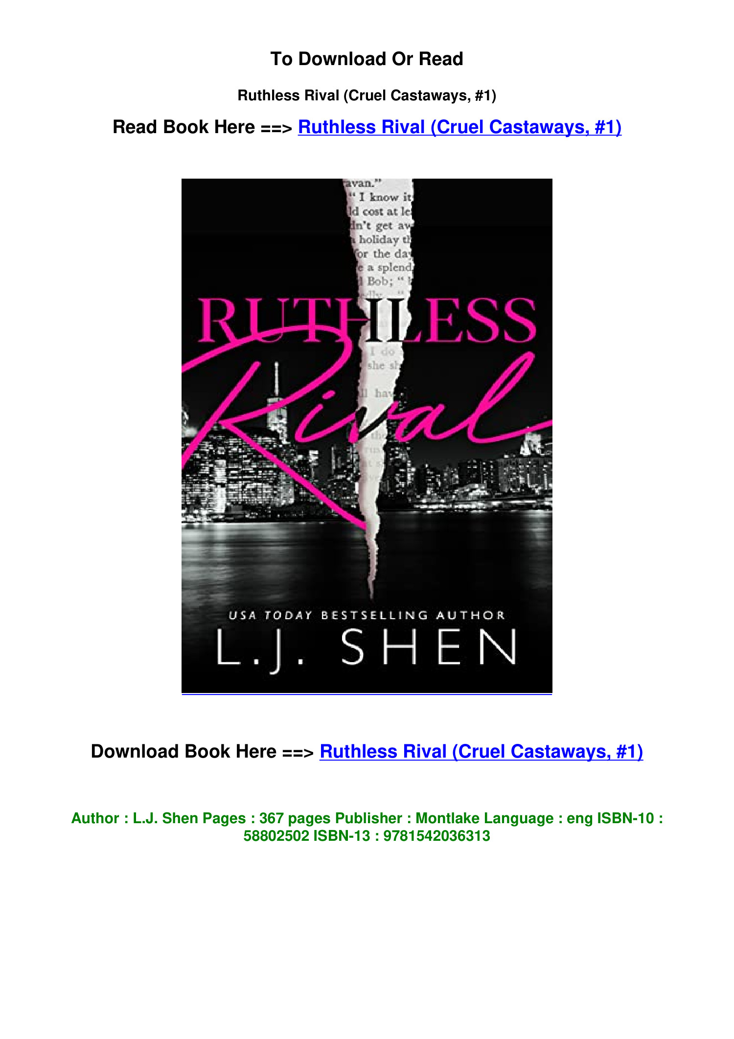 EPub DOWNLOAD Ruthless Rival Cruel Castaways 1 BY L J Shen.pdf | DocDroid