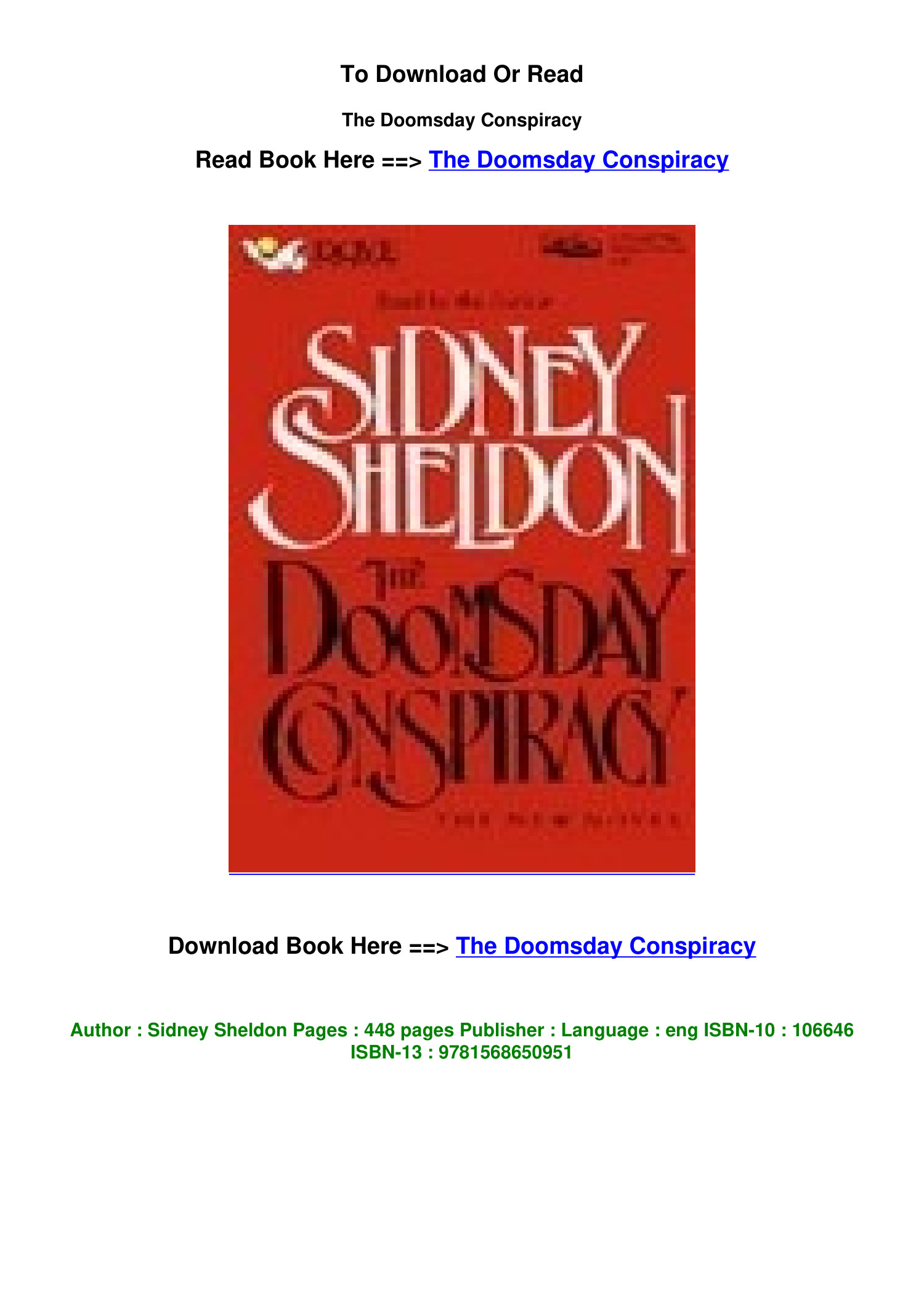 download ePub The Doomsday Conspiracy By Sidney Sheldon.pdf | DocDroid