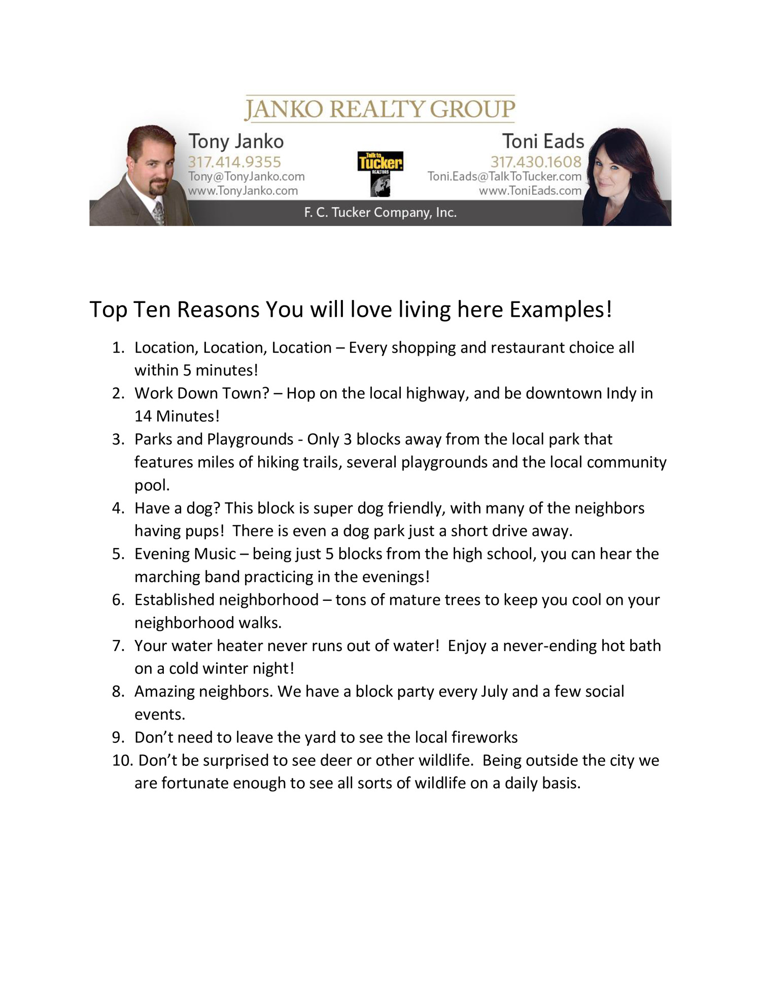 Top Ten Reasons You will love living here Examples.docx | DocDroid