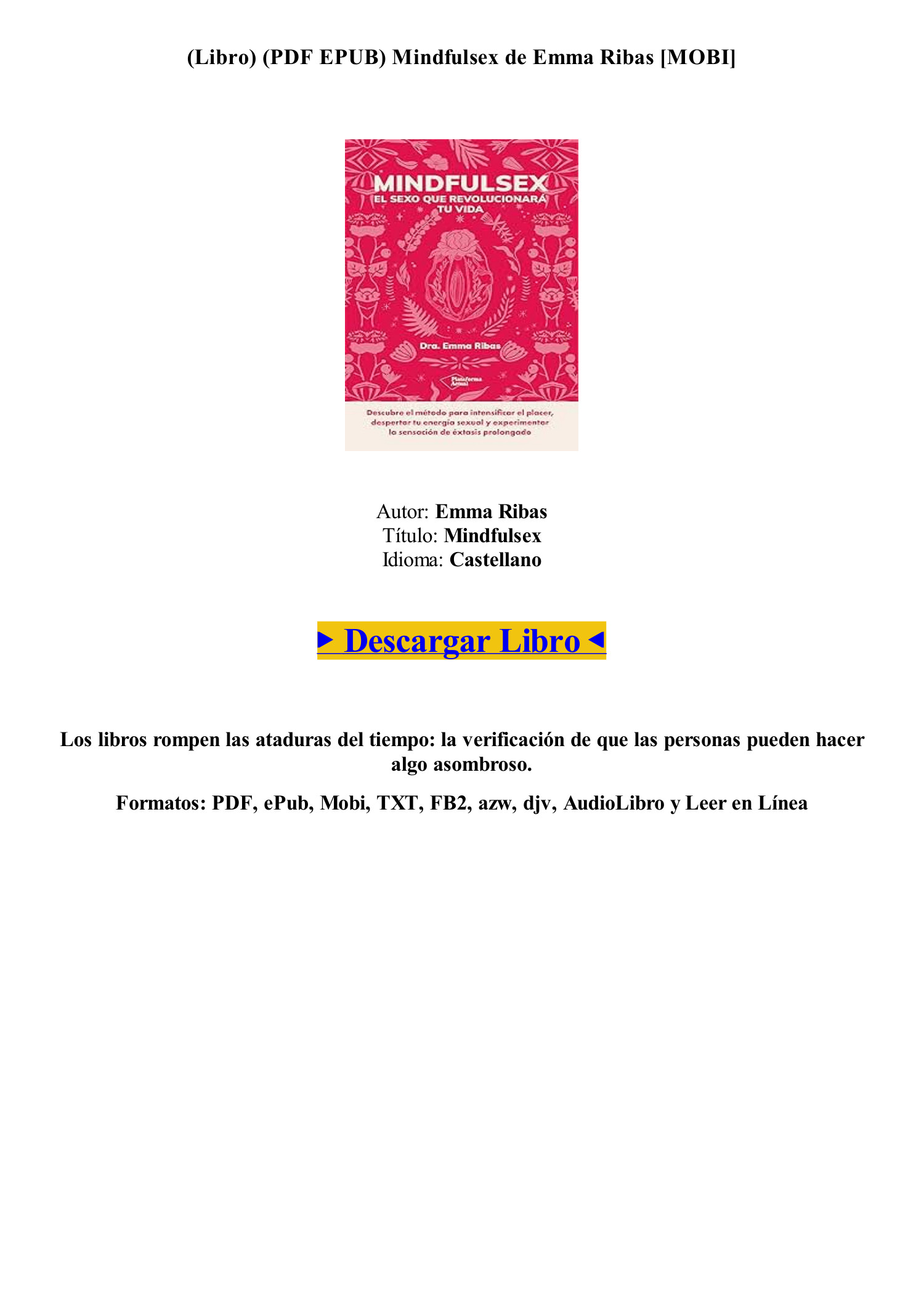 (LIBRO) Descargar Mindfulsex de Emma Ribas ~.mobi~.pdf | DocDroid