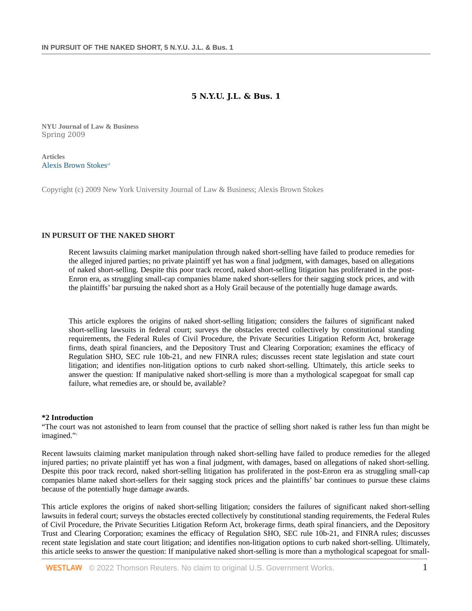 IN PURSUIT OF THE NAKED SHORT.rtf | DocDroid