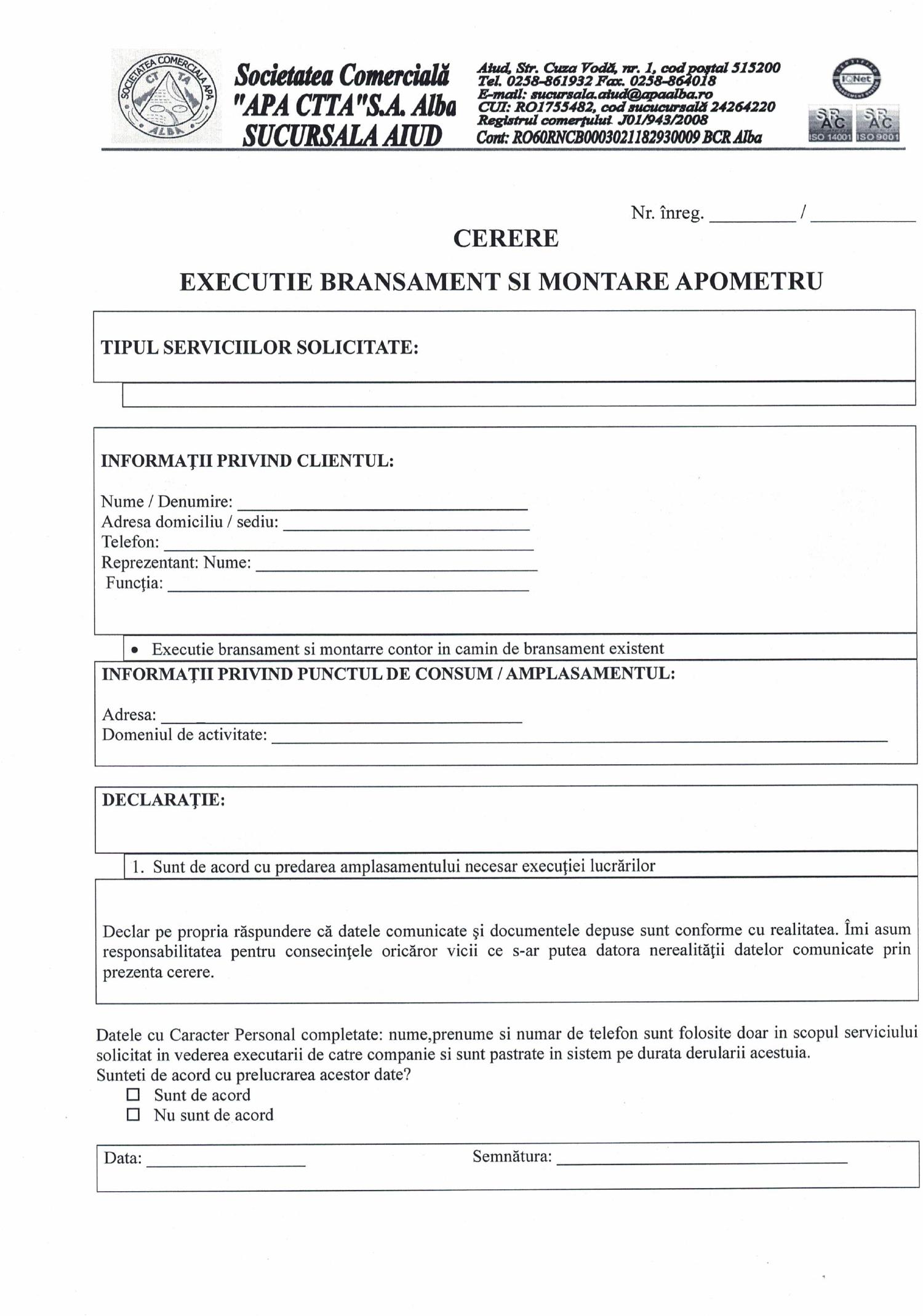 Cerere pentru executie bransament apa magina.pdf | DocDroid