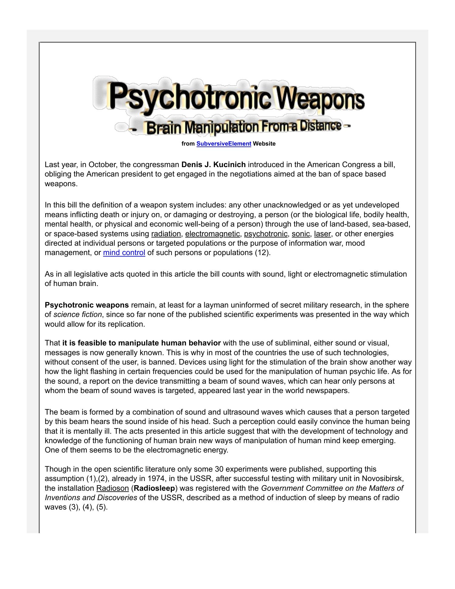 Psychotronic Weapons - Brain Manipulation From a Distance.pdf | DocDroid