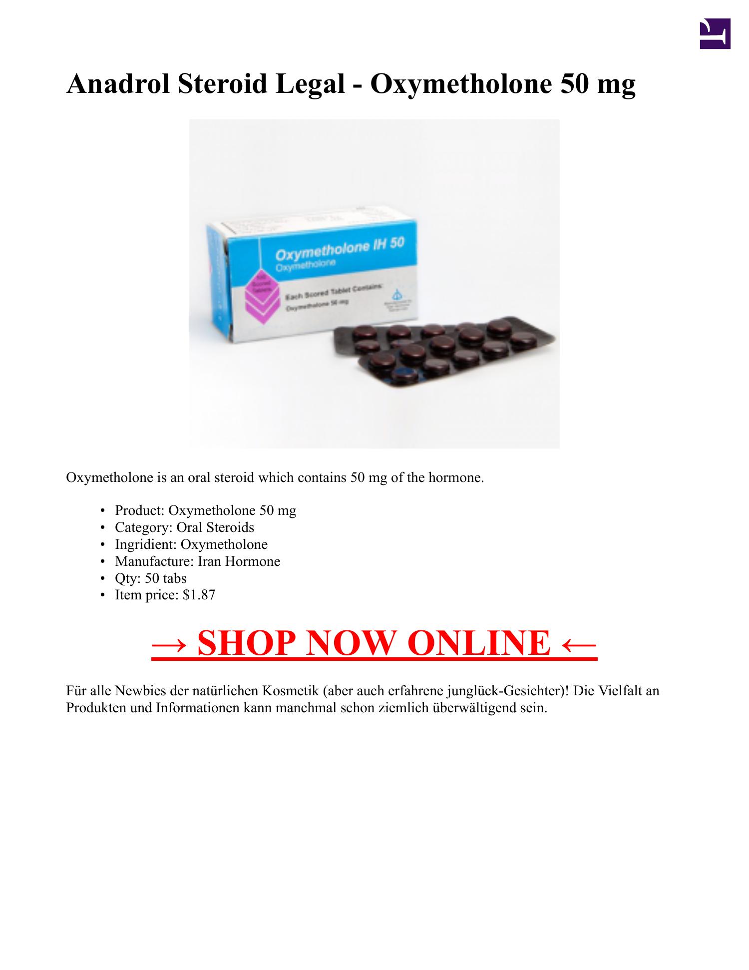 Anadrol Steroid Legal - Oxymetholone 50 mg 50 tabs .pdf | DocDroid
