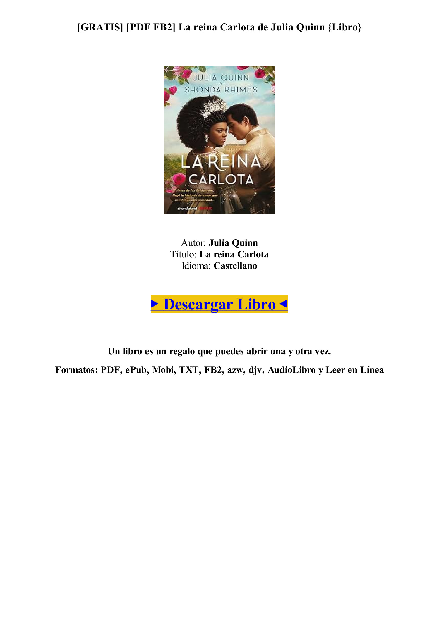 [EPUB PDF] [LIBRO] La reina Carlota de Julia Quinn M4B.pdf | DocDroid