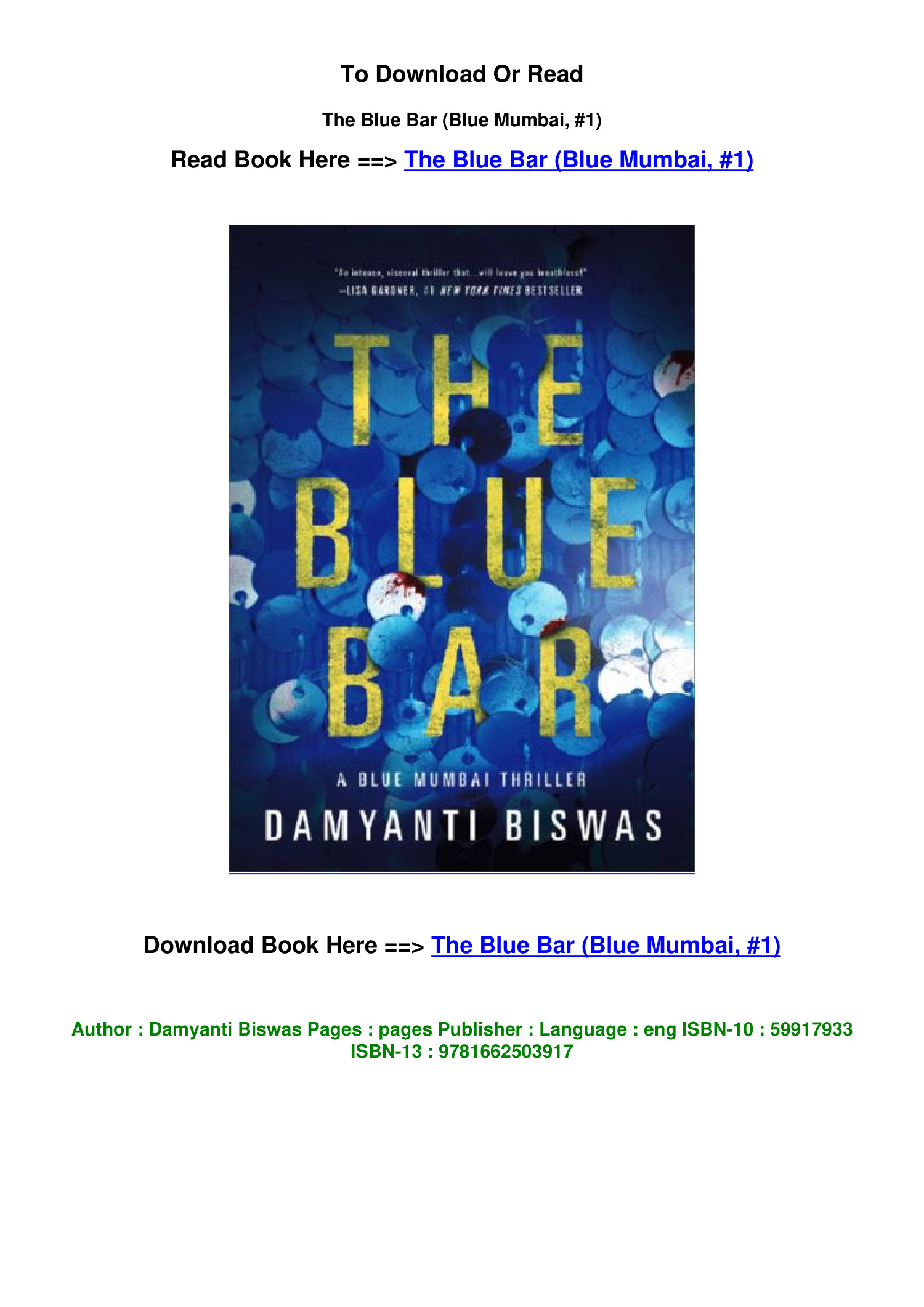 DOWNLOAD ePub The Blue Bar Blue Mumbai 1 by Damyanti Biswas.pdf | DocDroid