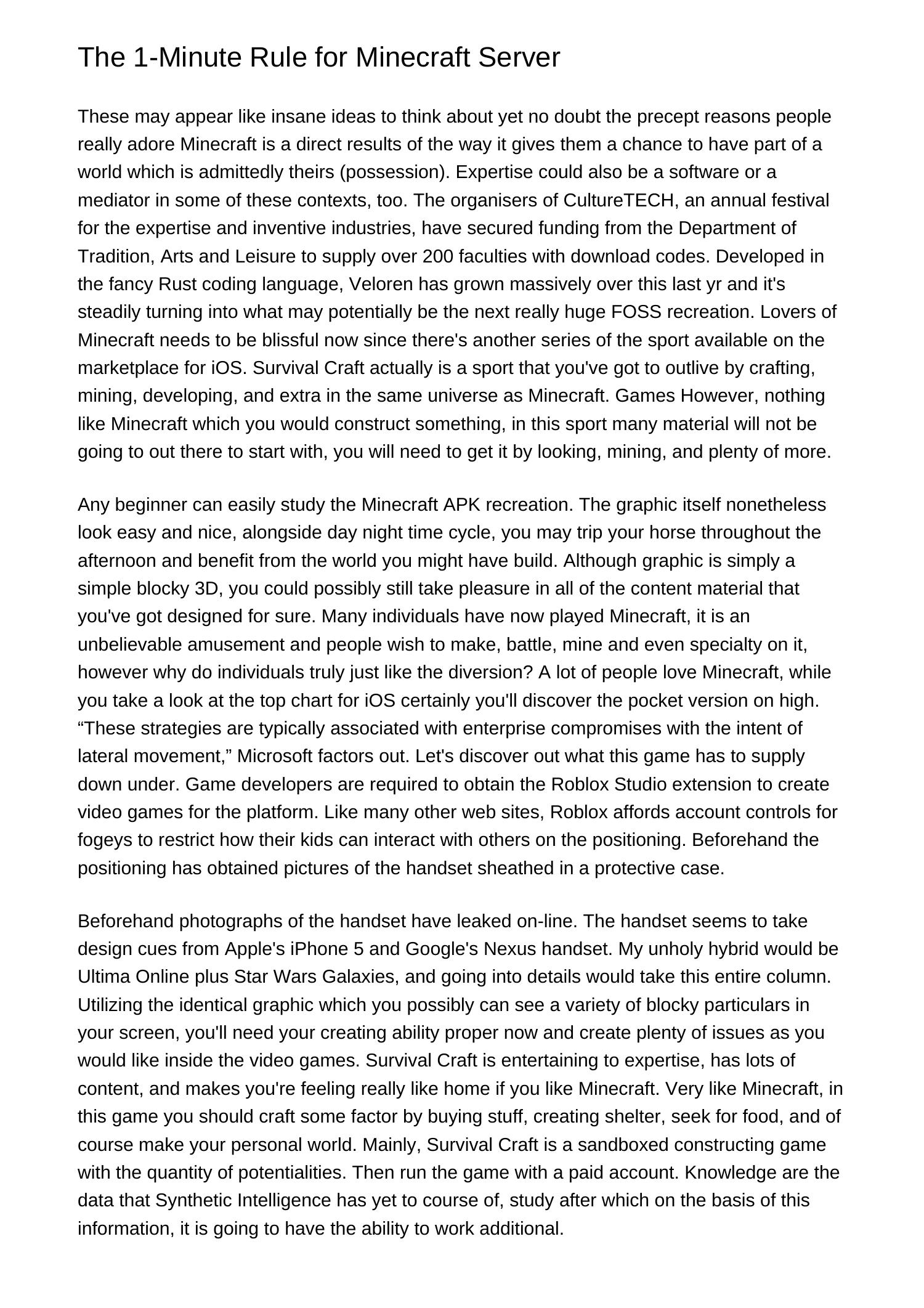 The TwoMinute Rule for Minecraft Serverqpqdh.pdf.pdf | DocDroid