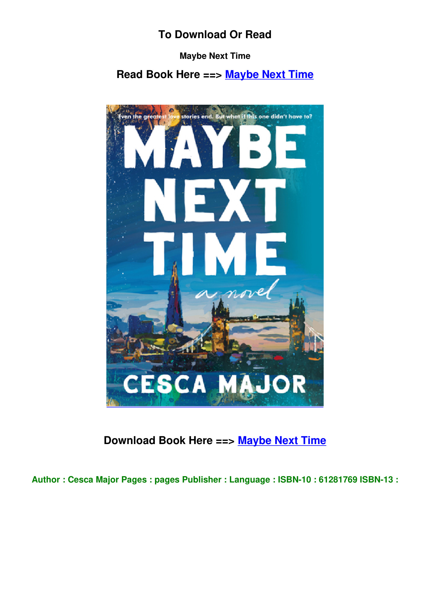 Download ePub Maybe Next Time by Cesca Major.pdf | DocDroid