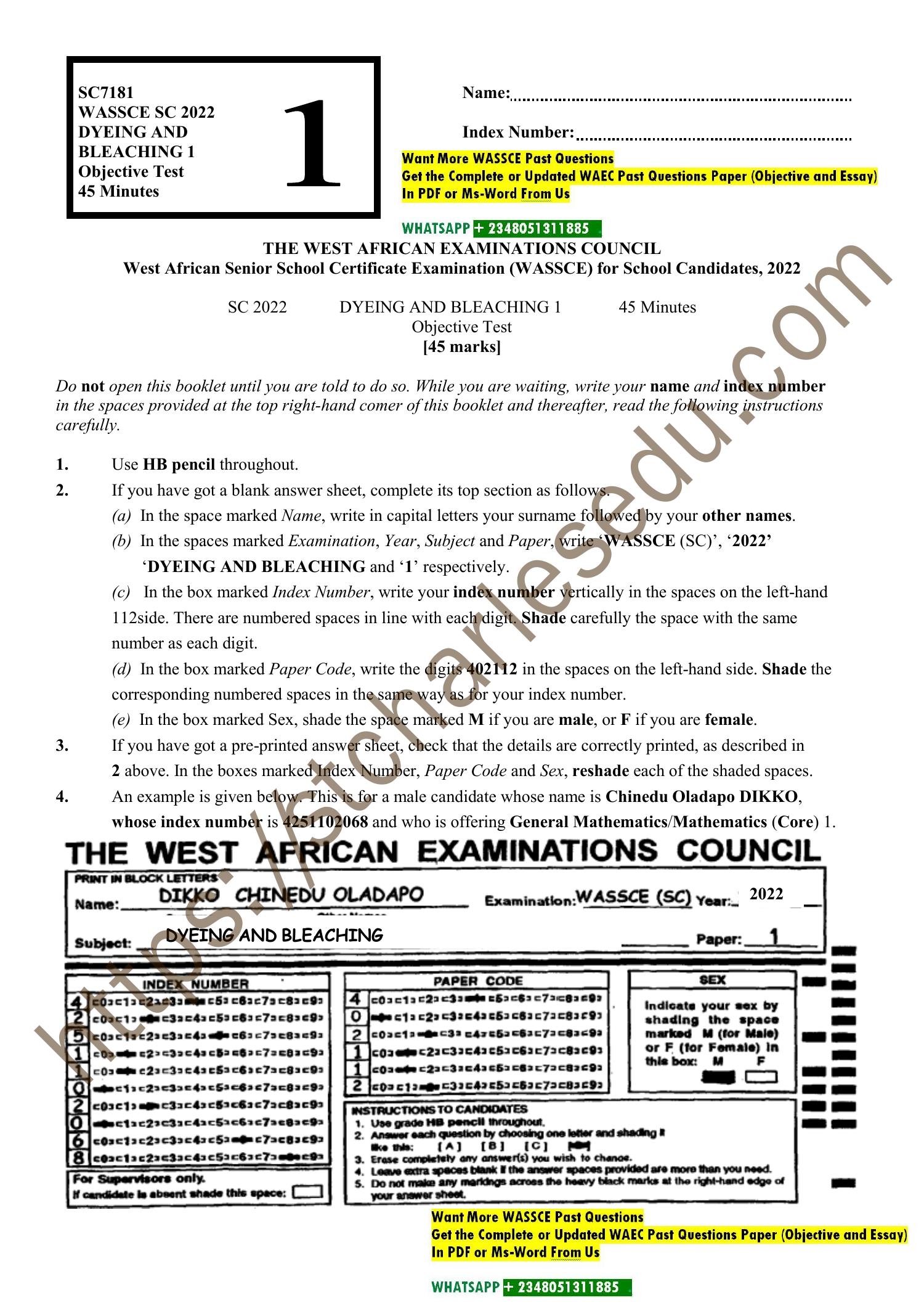 Dyeing and Bleaching WAEC Practical Objective Essay.pdf | DocDroid