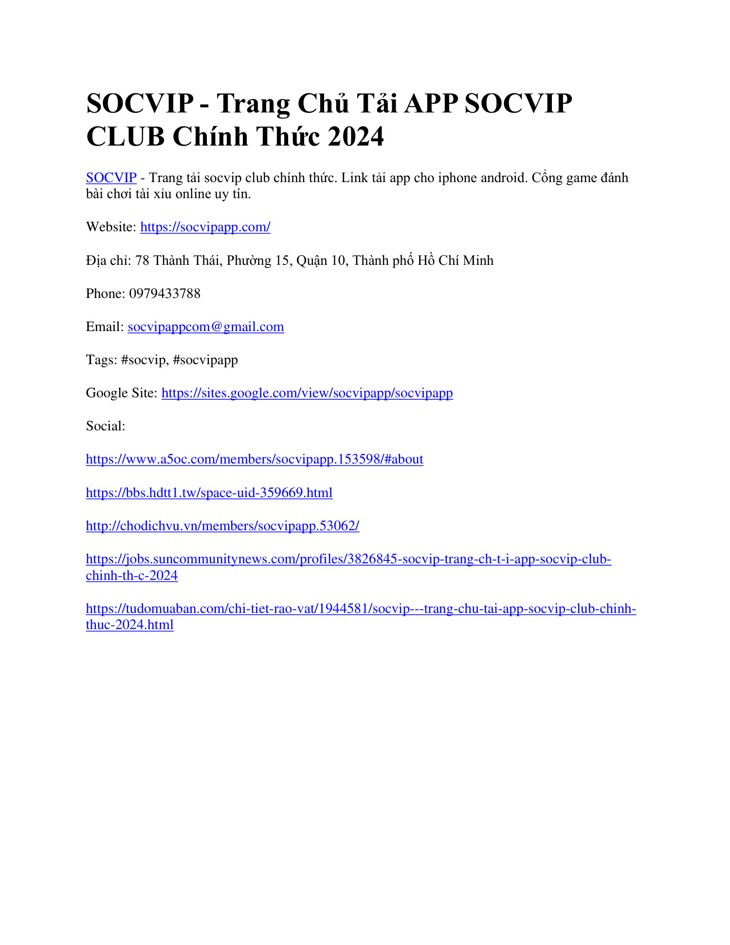 SOCVIP - Trang Chủ Tải APP SOCVIP CLUB Chính Thức 2024.docx | DocDroid