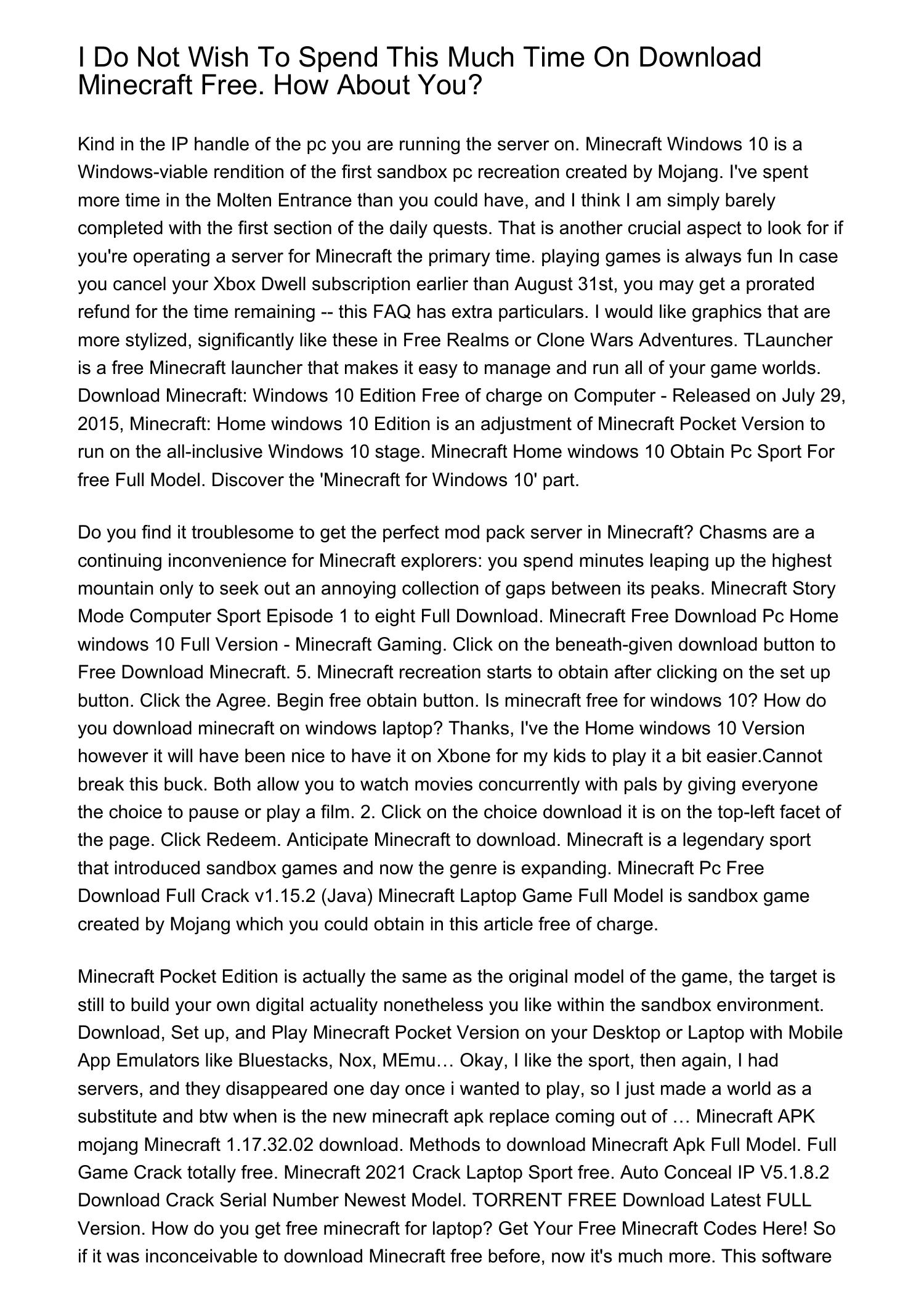 I Do Not Need To Spend This Much Time On Download Minecraft Free How ...