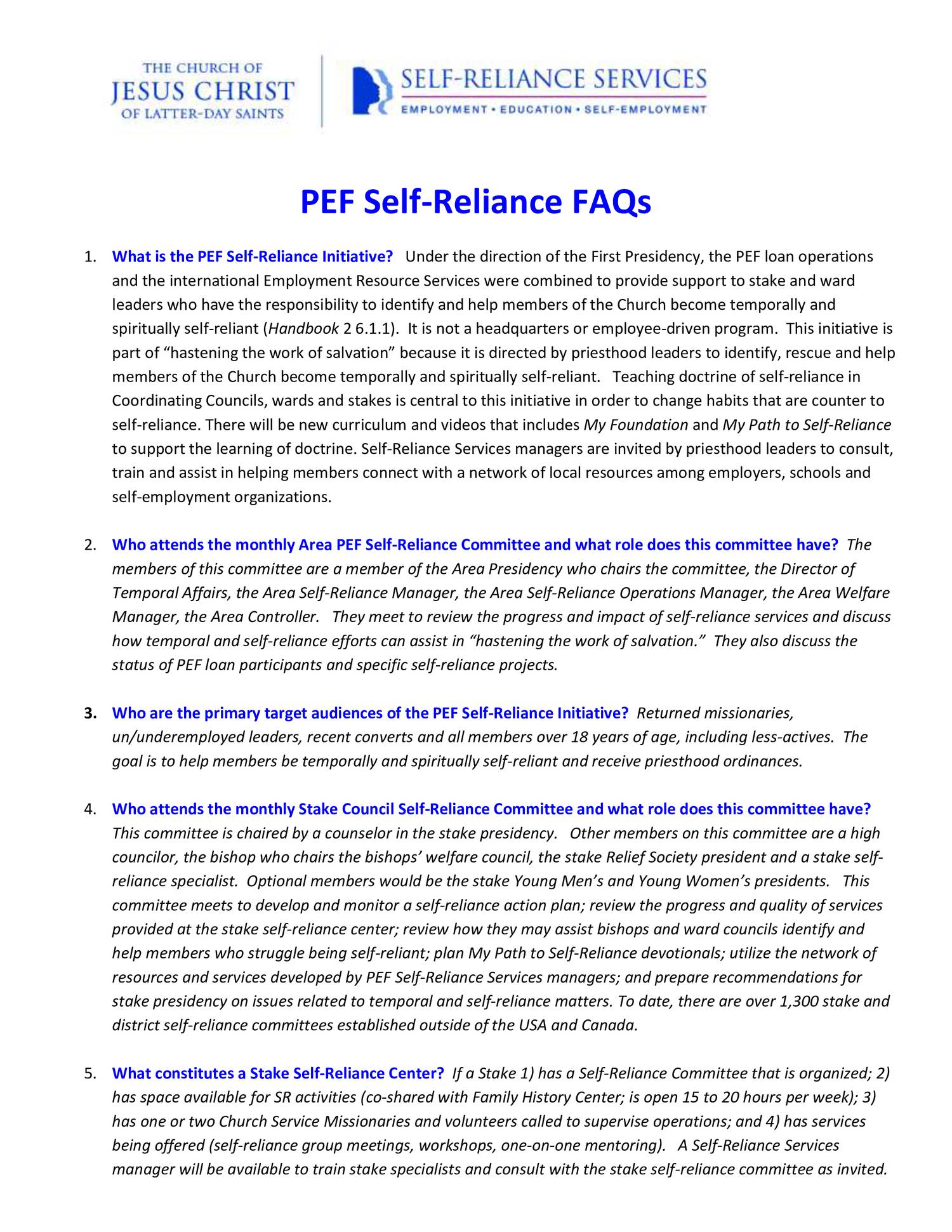 PEF Self-Reliance FAQs.pdf | DocDroid
