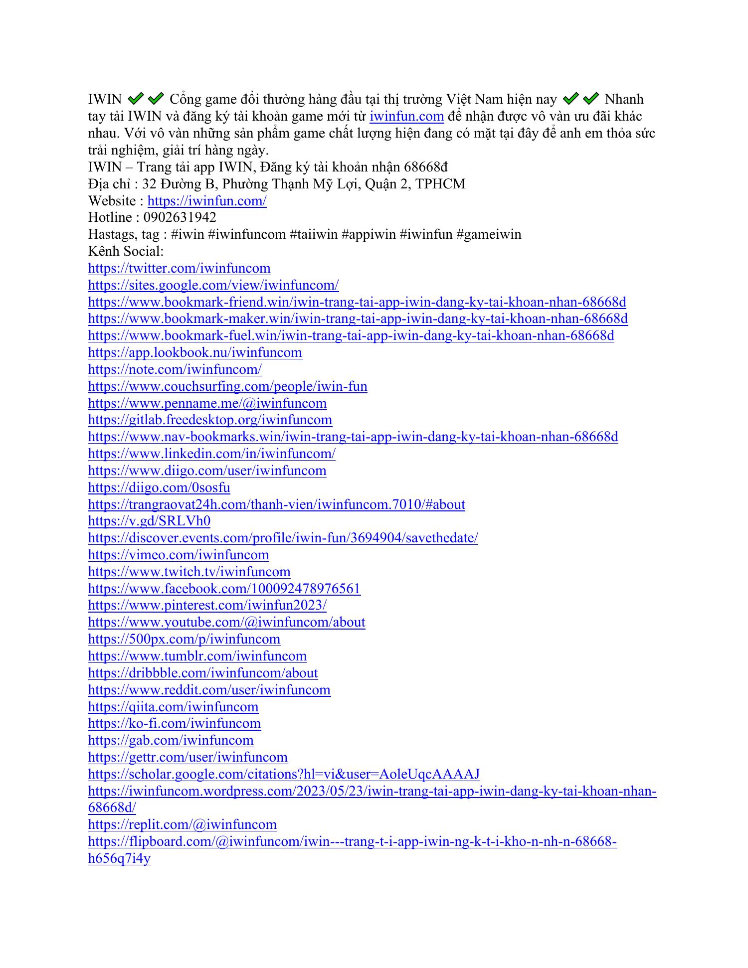 IWIN - Trang tải app IWIN, Đăng ký tài khoản nhận 68668đ.docx | DocDroid