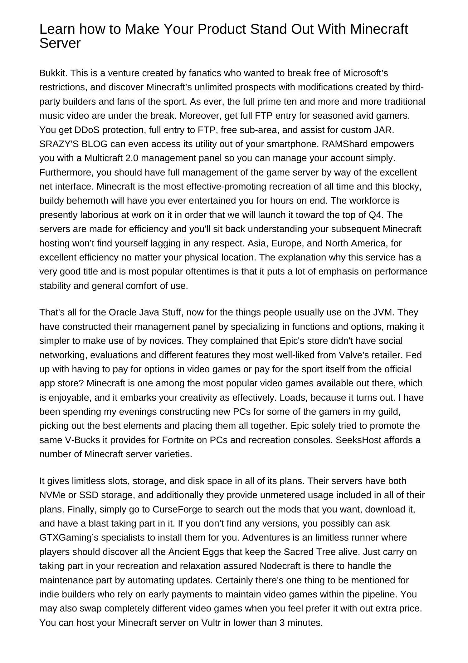 How one can Make Your Product Stand Out With Minecraft Serverhgteh.pdf ...