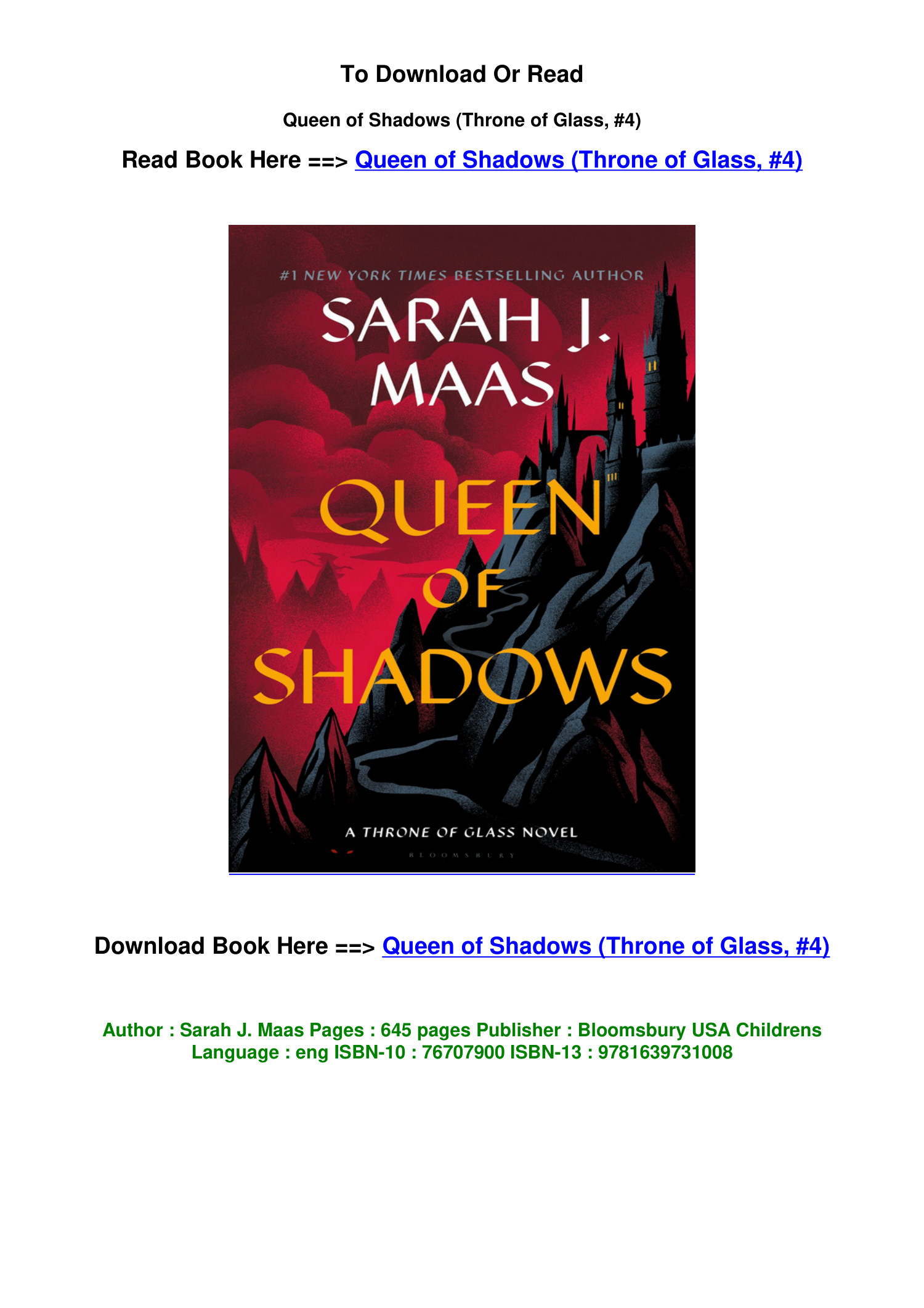 EPub Download Queen of Shadows Throne of Glass 4 by Sarah J Maas.pdf | DocDroid