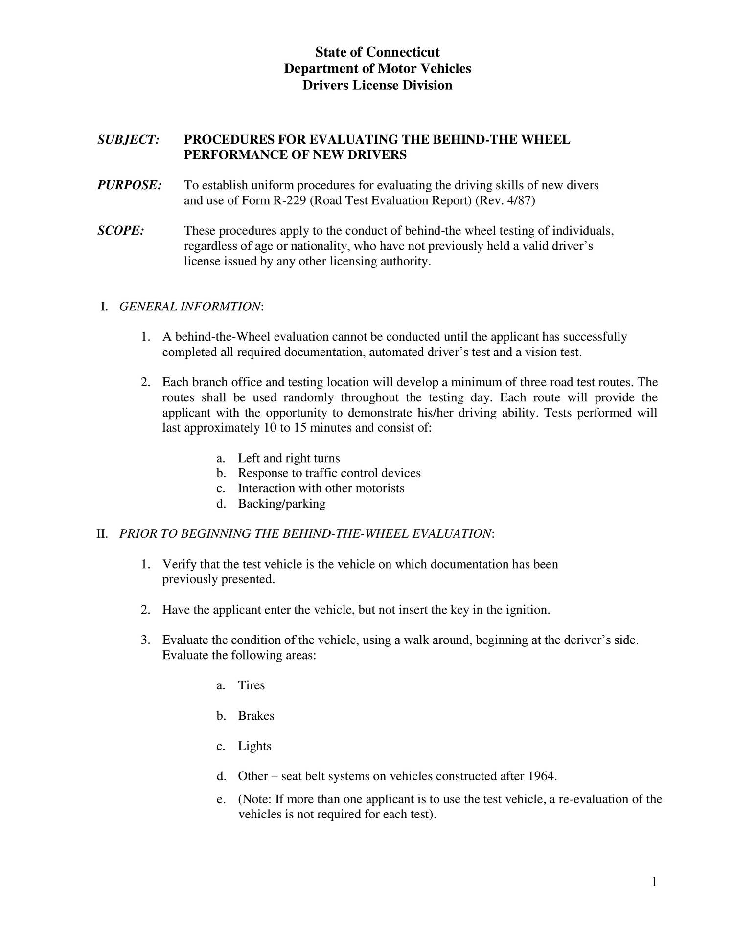 DMV tester checklist.doc | DocDroid