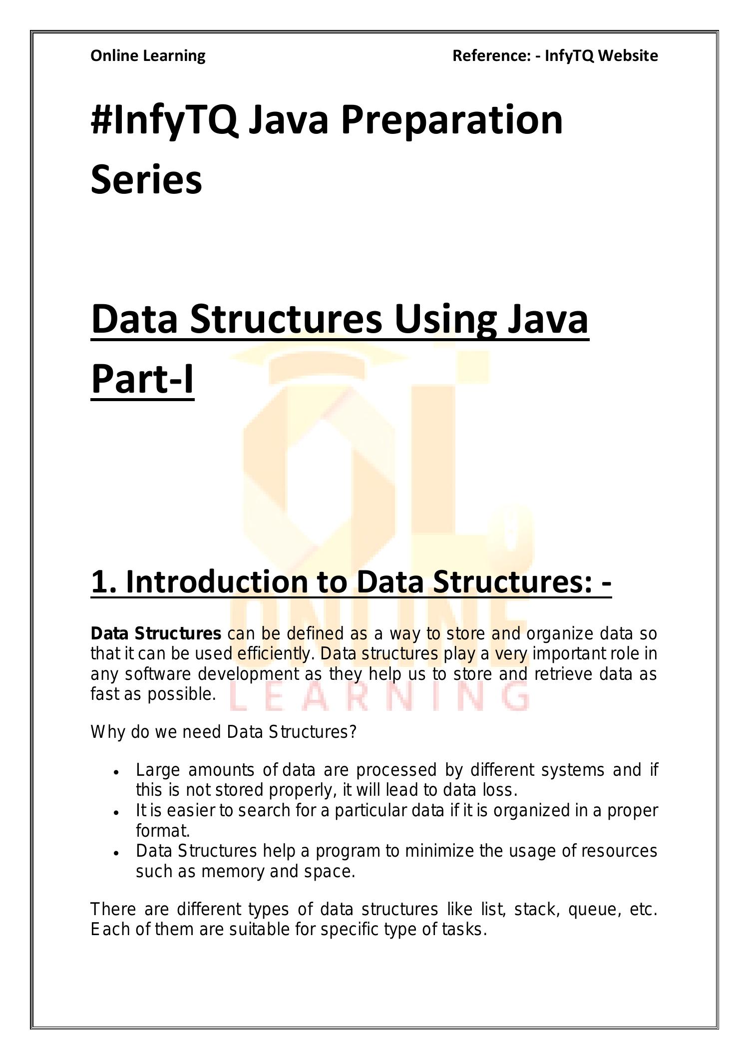 Infytq Java Preparation Series Ds Part I Course Pdf Docdroid