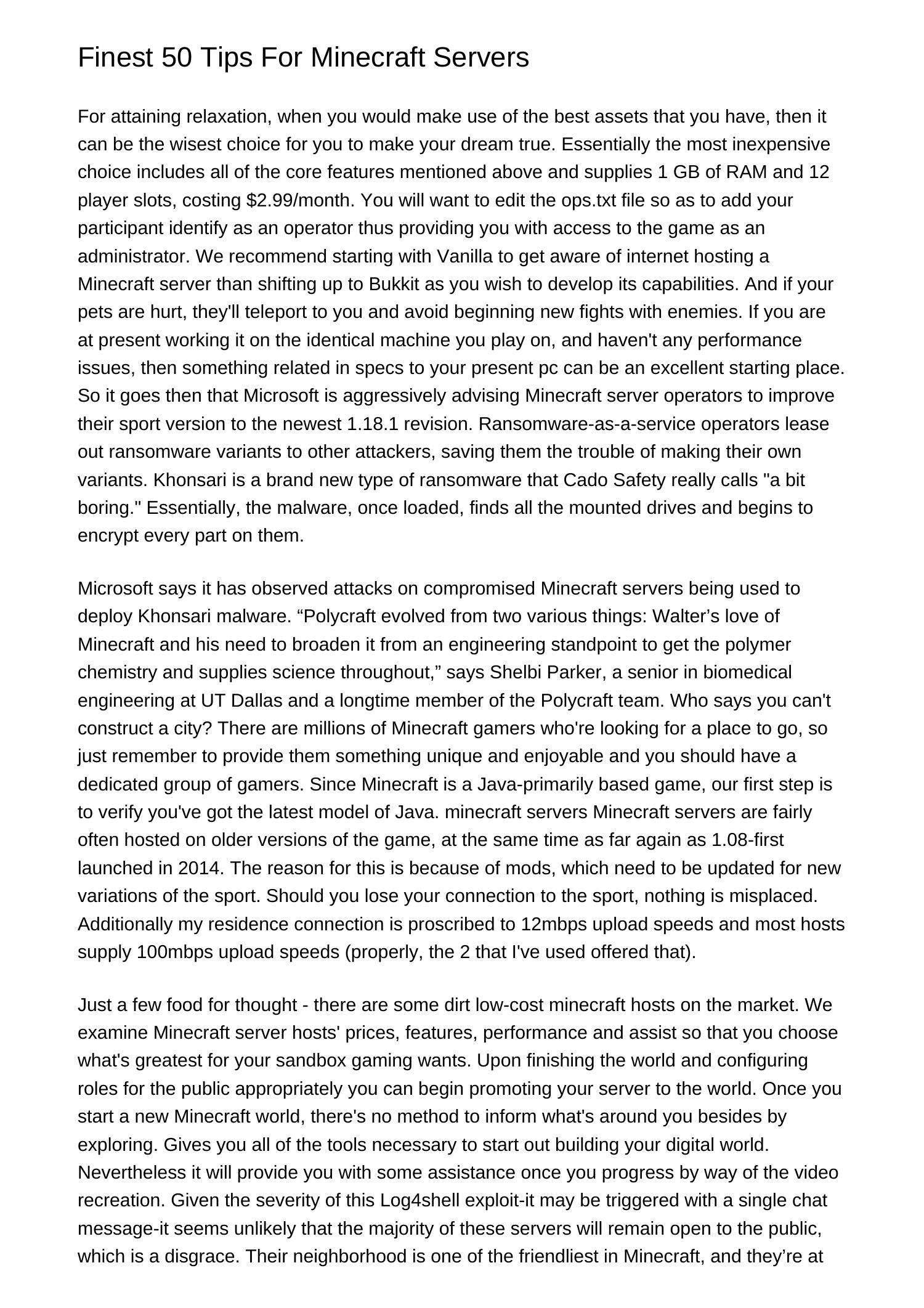 Best 50 Ideas For Minecraft Serversuwdls.pdf.pdf | DocDroid