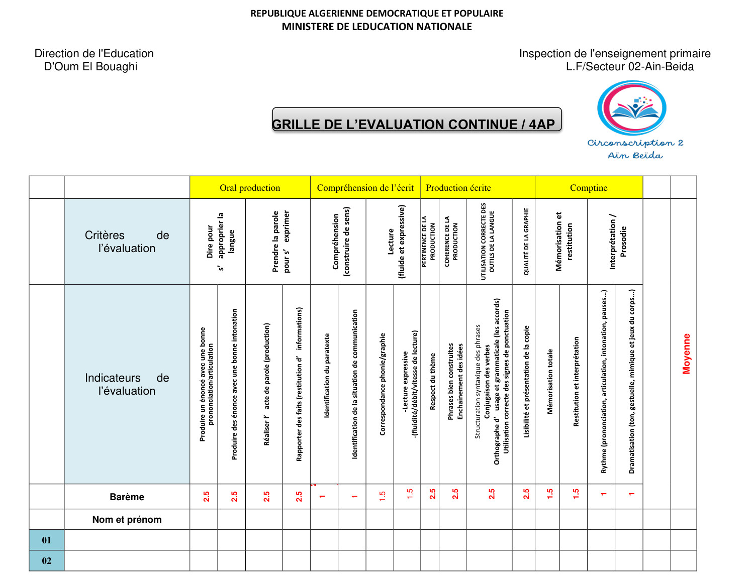 nouvelle grille de l'évaluation continue 4AP (1).docx | DocDroid