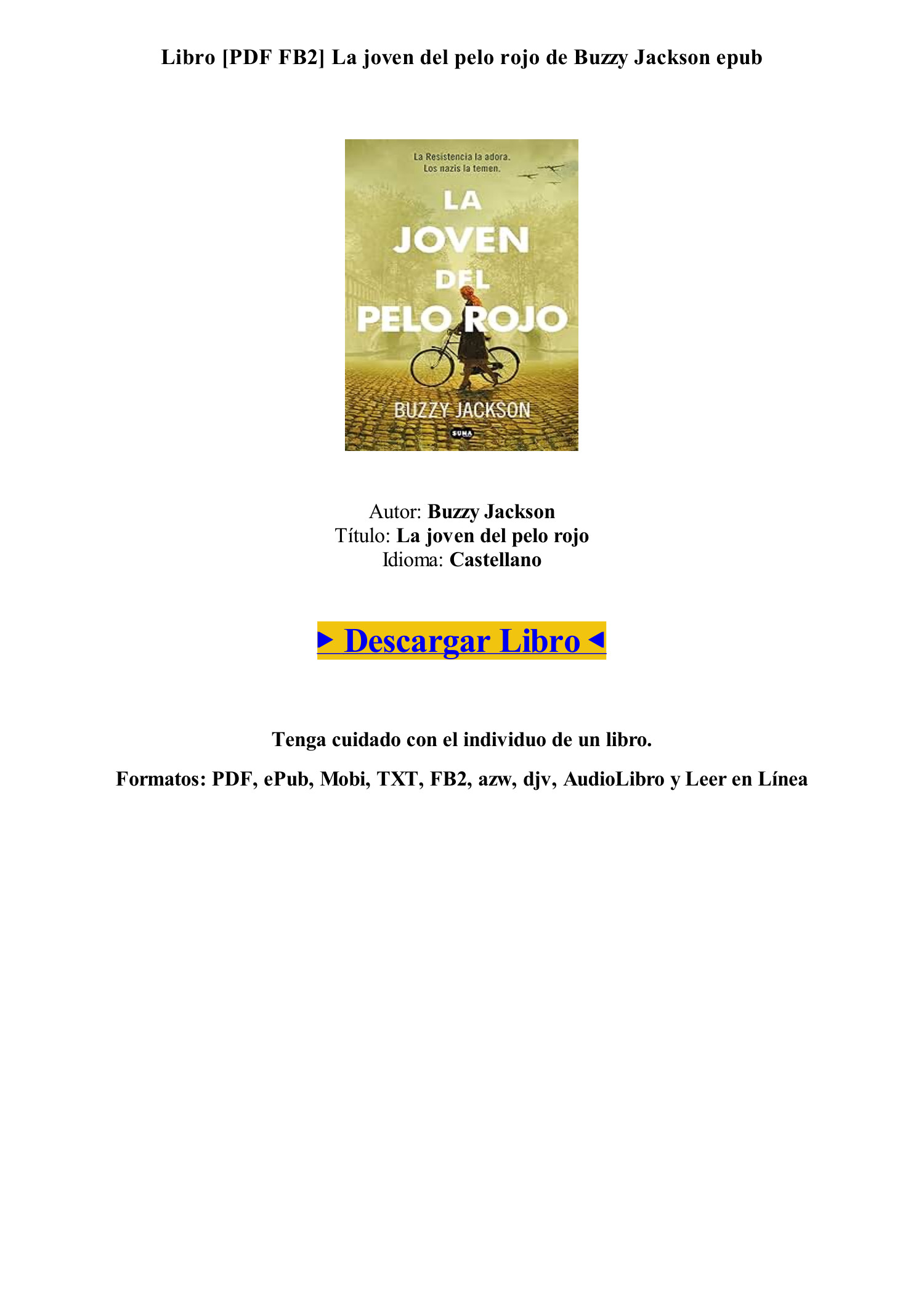 Libro [Descargar PDF EPUB] La joven del pelo rojo de Buzzy Jackson (Libro).pdf | DocDroid
