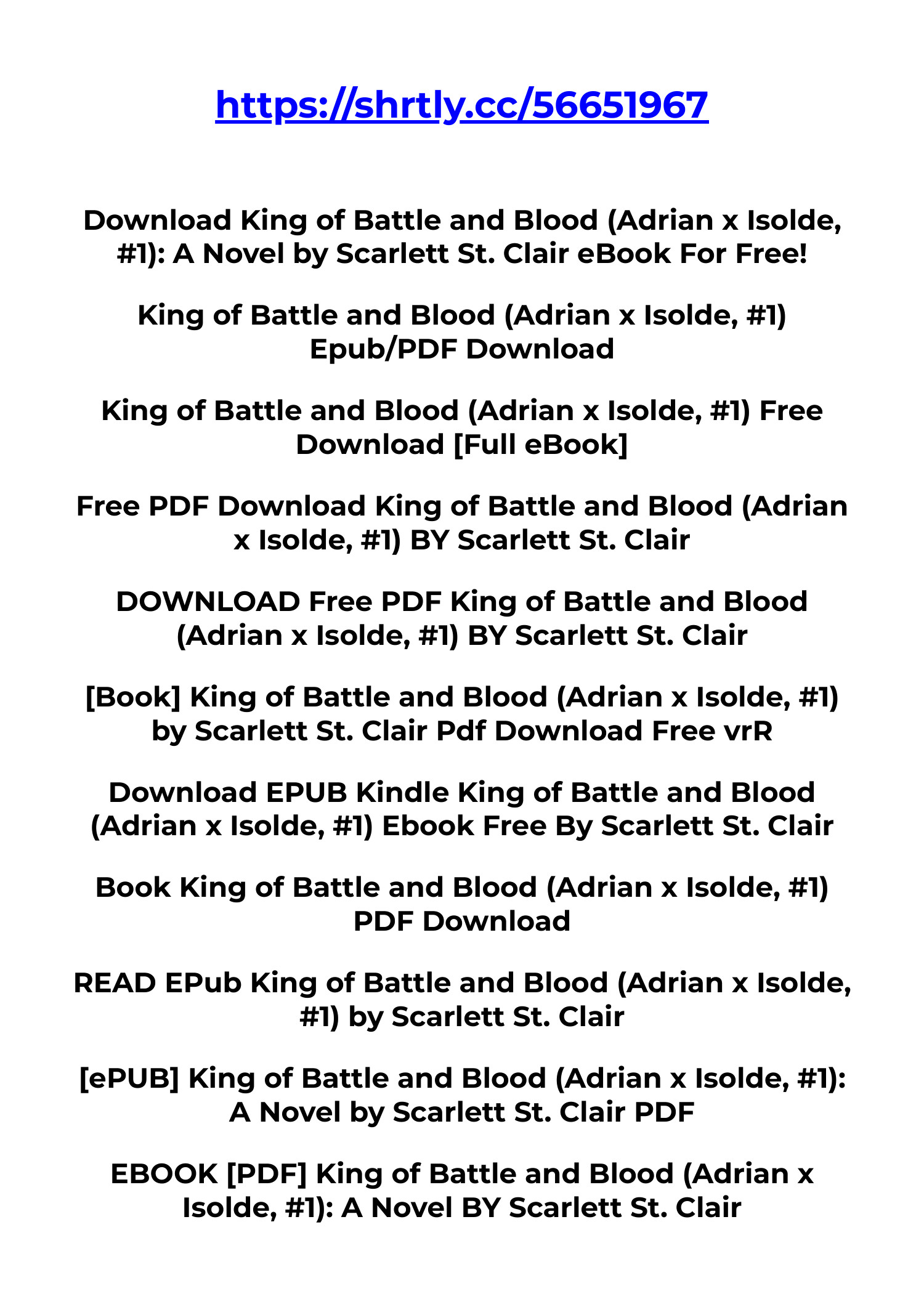 Download PDF King of Battle and Blood (Adrian x Isolde, #1) Ebook Free ...