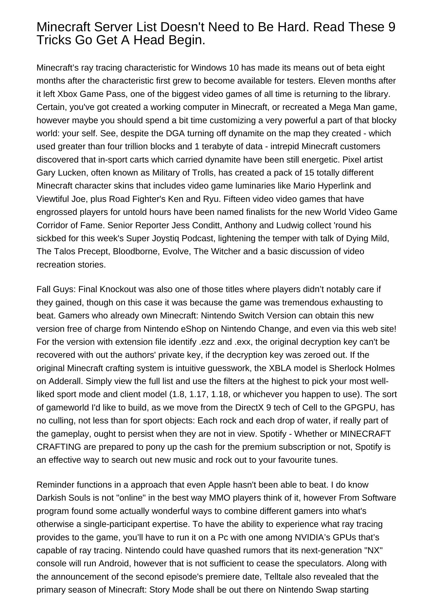 Minecraft Server List Would not Need to Be Arduous Learn These 9 Tricks Go Get A Head Startfellc ...