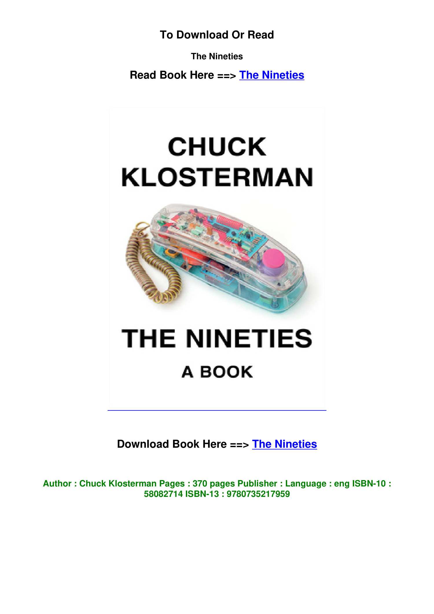 DOWNLOAD Pdf The Nineties By Chuck Klosterman.pdf | DocDroid