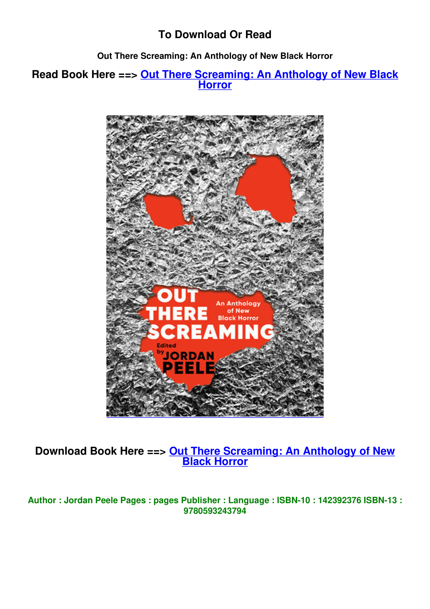 Download PDF Out There Screaming An Anthology of New Black Horror By ...