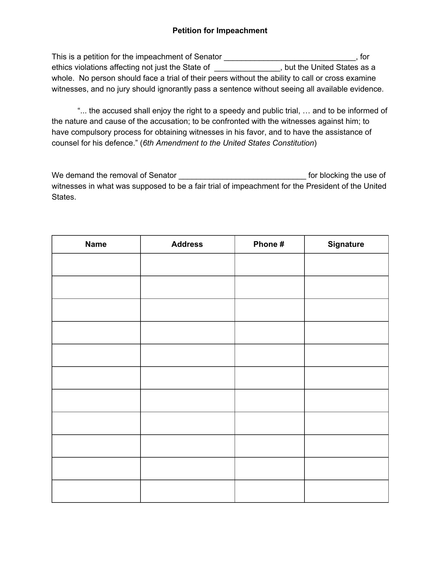 Impeachment Form Sample Issuu