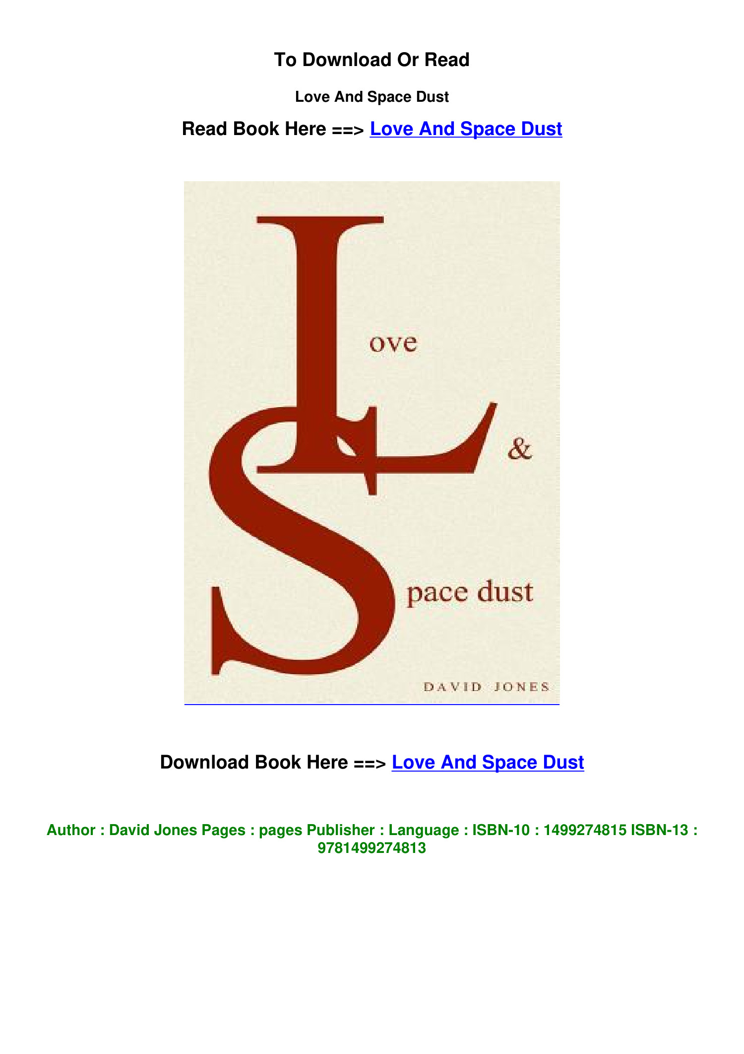 EPUB download Love And Space Dust BY David Jones.pdf | DocDroid