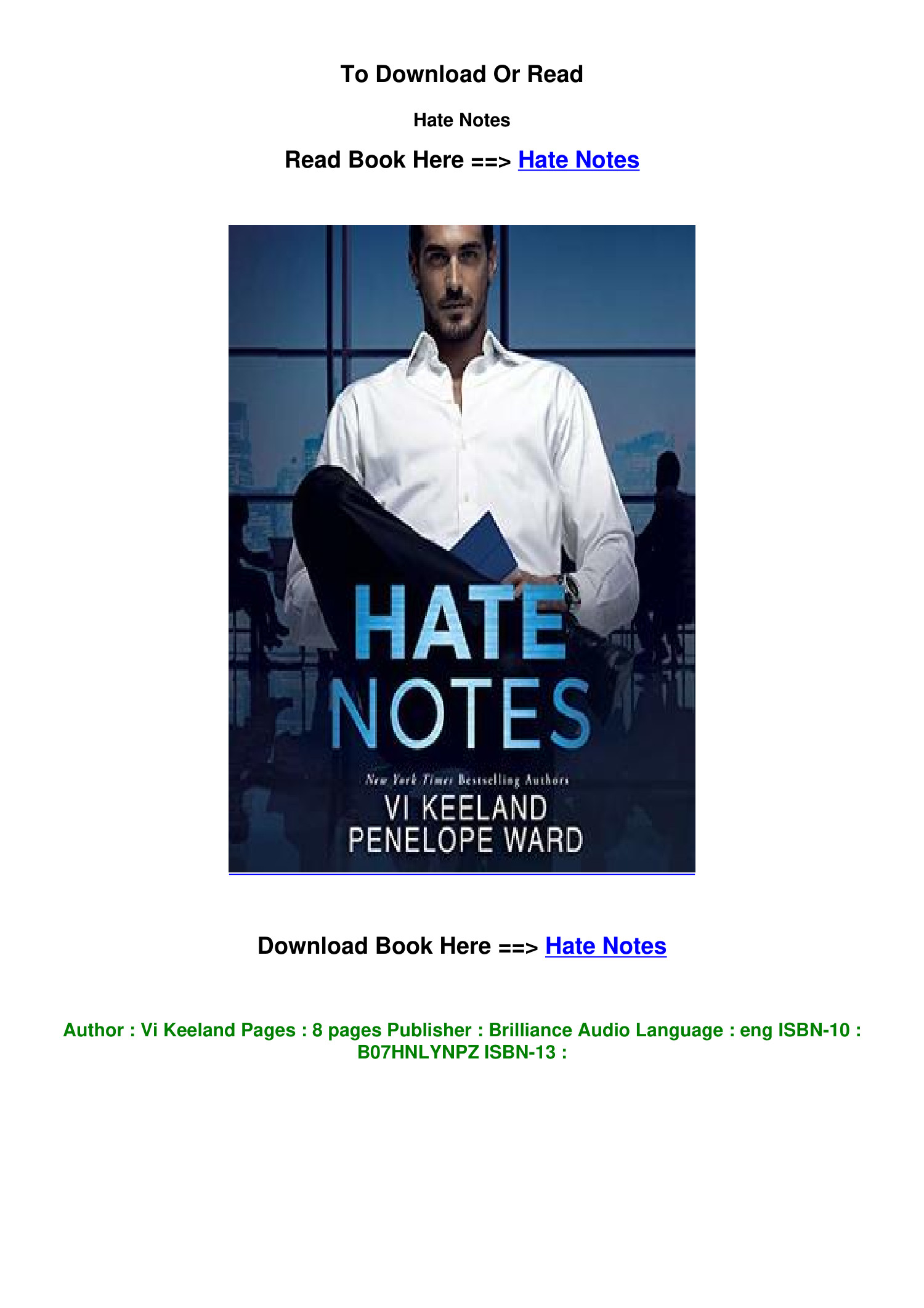 PDF DOWNLOAD Hate Notes by Vi Keeland.pdf | DocDroid