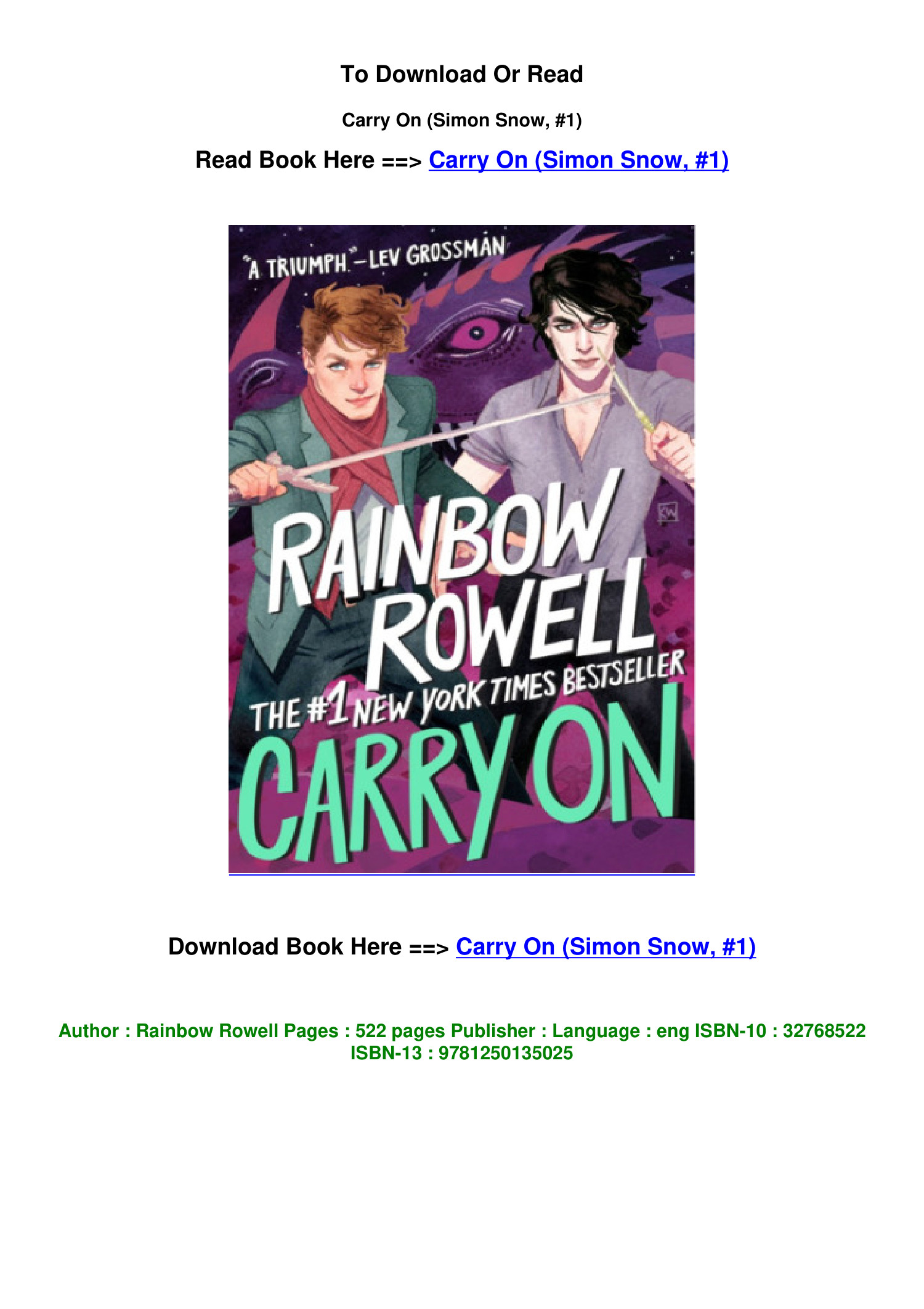 Download EPub Carry On Simon Snow 1 BY Rainbow Rowell.pdf | DocDroid