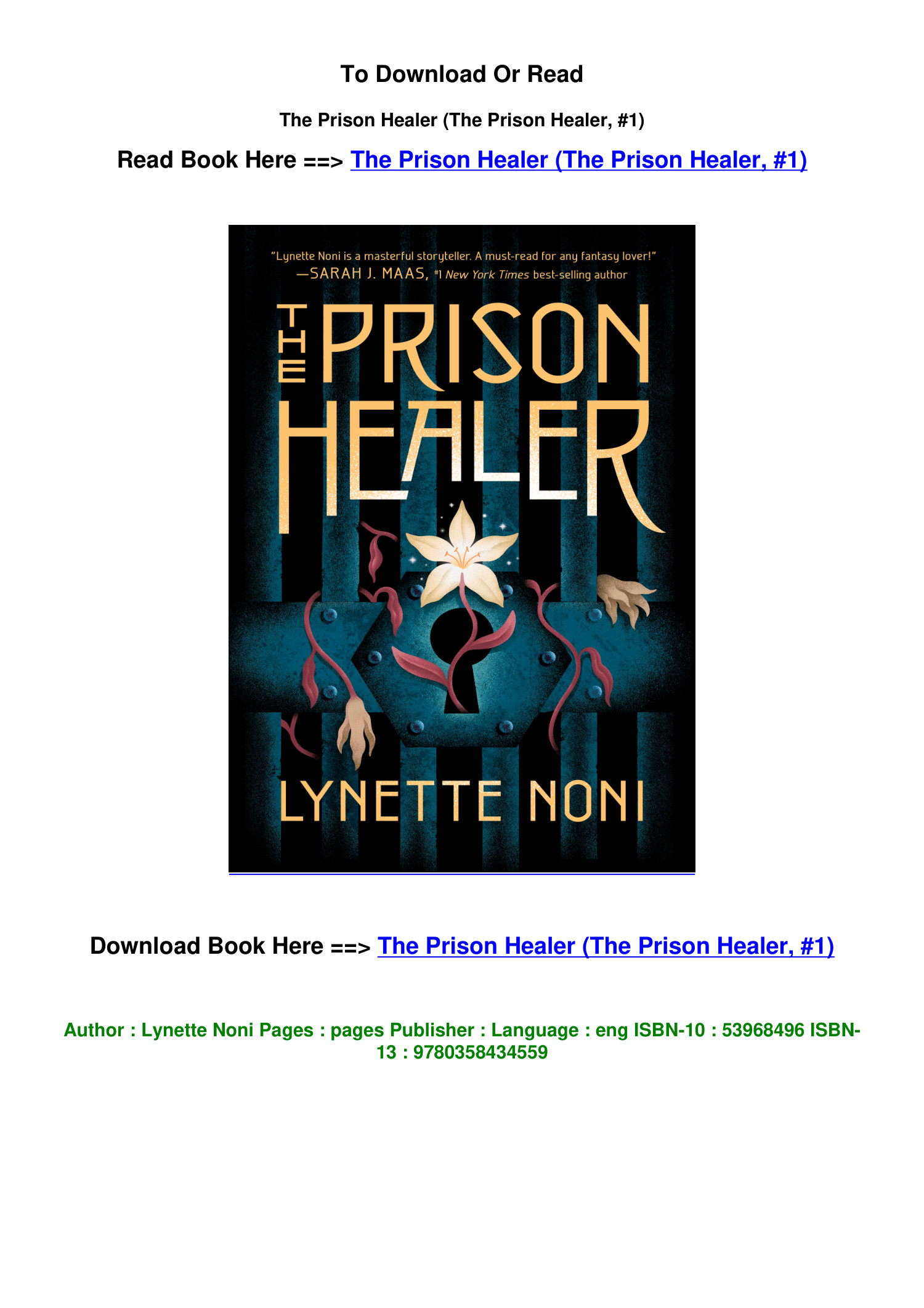 PDF Download The Prison Healer The Prison Healer 1 By Lynette Noni.pdf ...