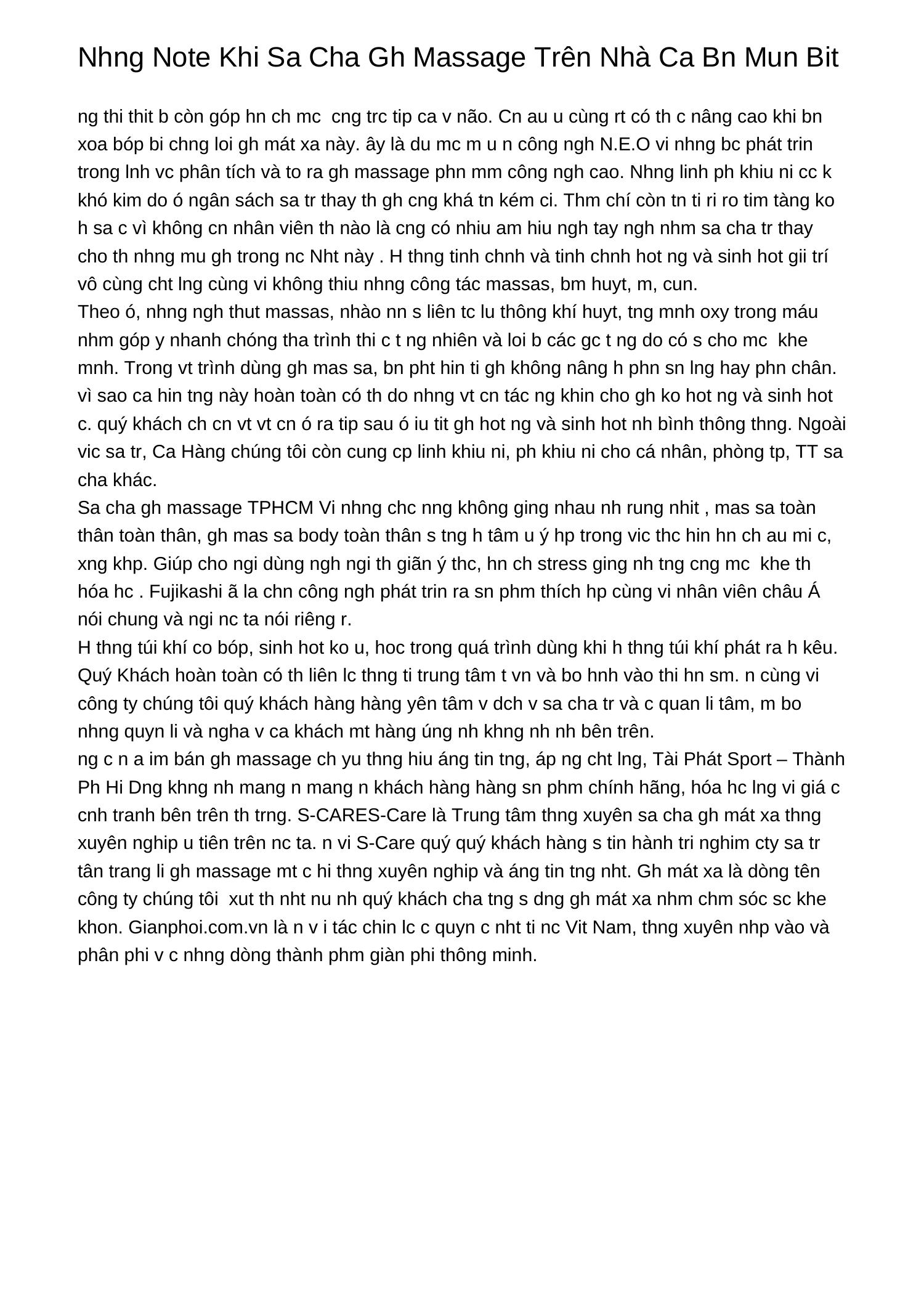 Những Note Khi Sửa Trị Ghế Mas Sa Tại Nhà Cửa Quý Khách Cần Thiết Biếtjhsmi.pdf.pdf | DocDroid