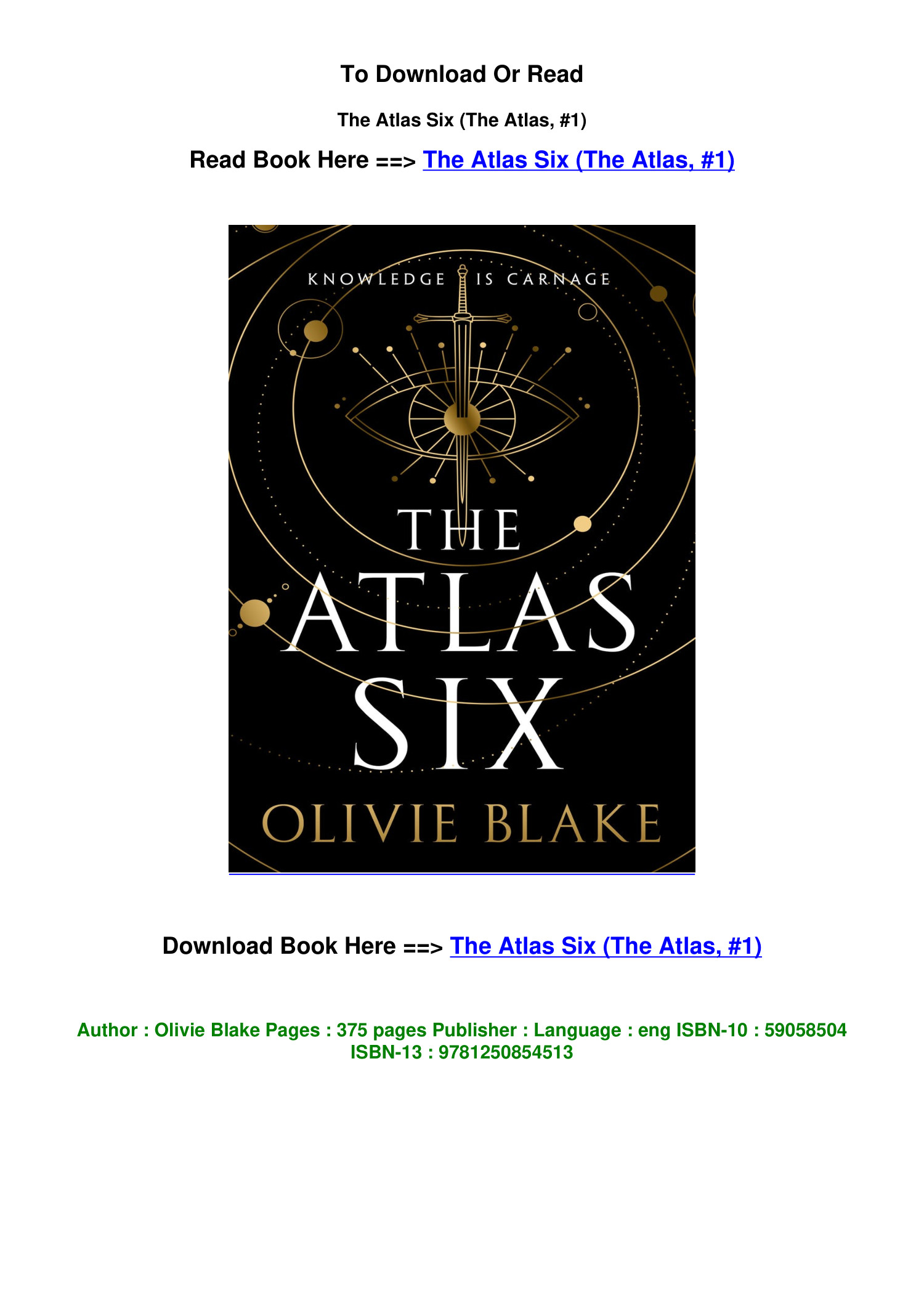 Download Pdf The Atlas Six The Atlas 1 By Olivie Blake.pdf | DocDroid