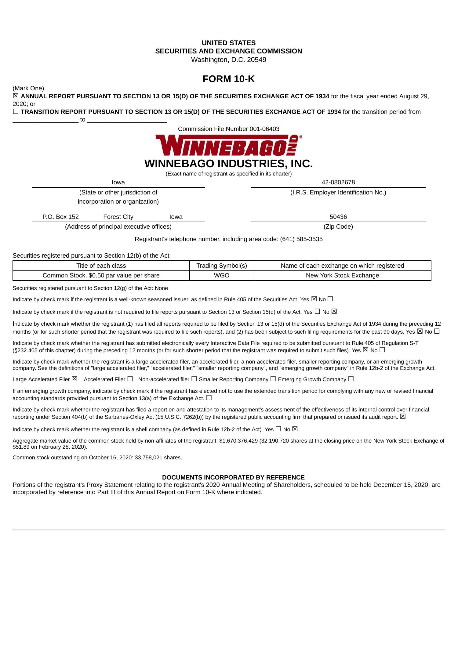 Winnebago Form 10-K FY20.pdf | DocDroid