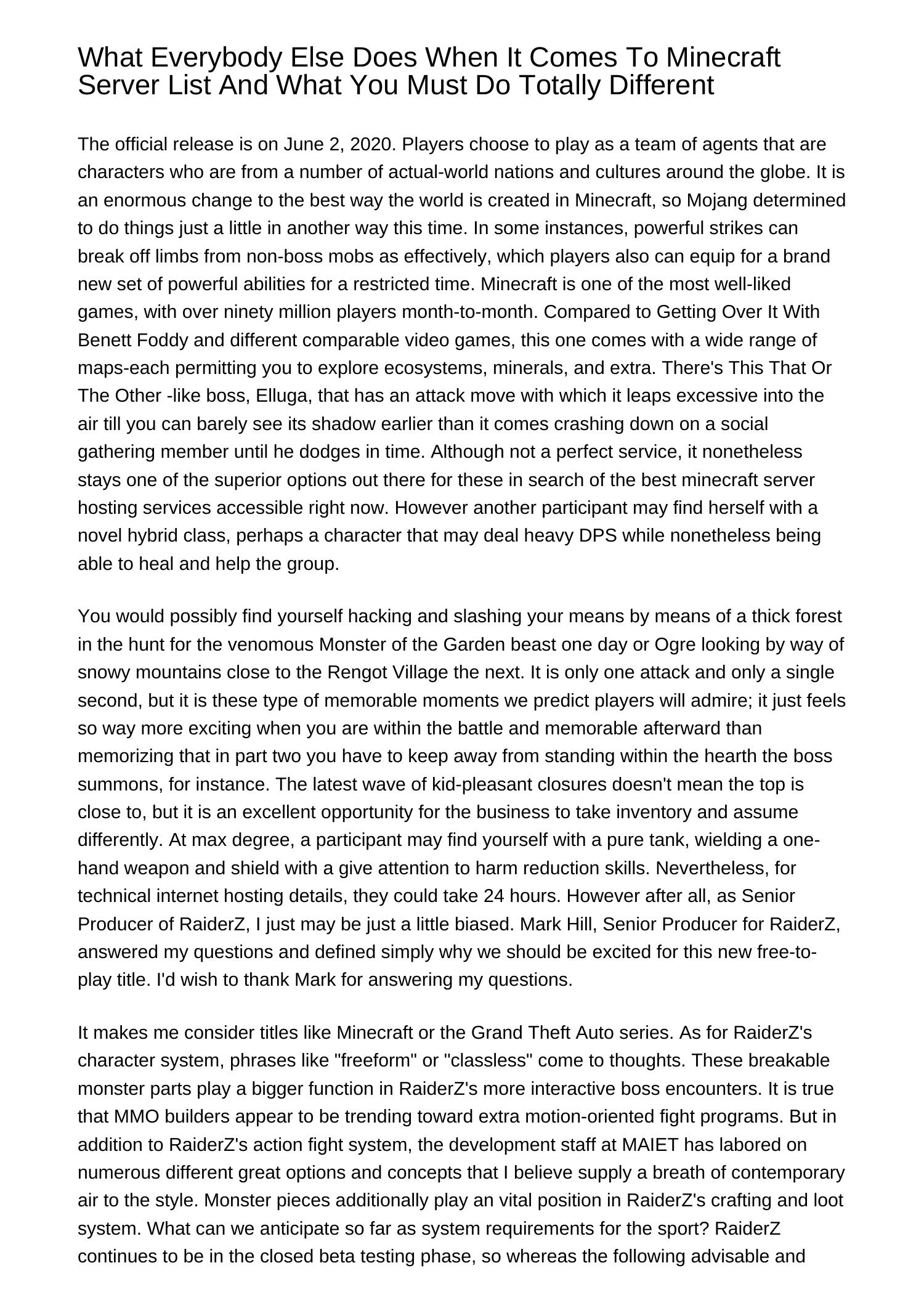 What All People Else Does When It Comes To Minecraft Server List And ...